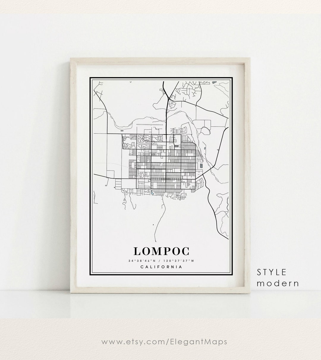 Lompoc California Map, Lompoc CA Map, Lompoc City Map, Lompoc Print ...