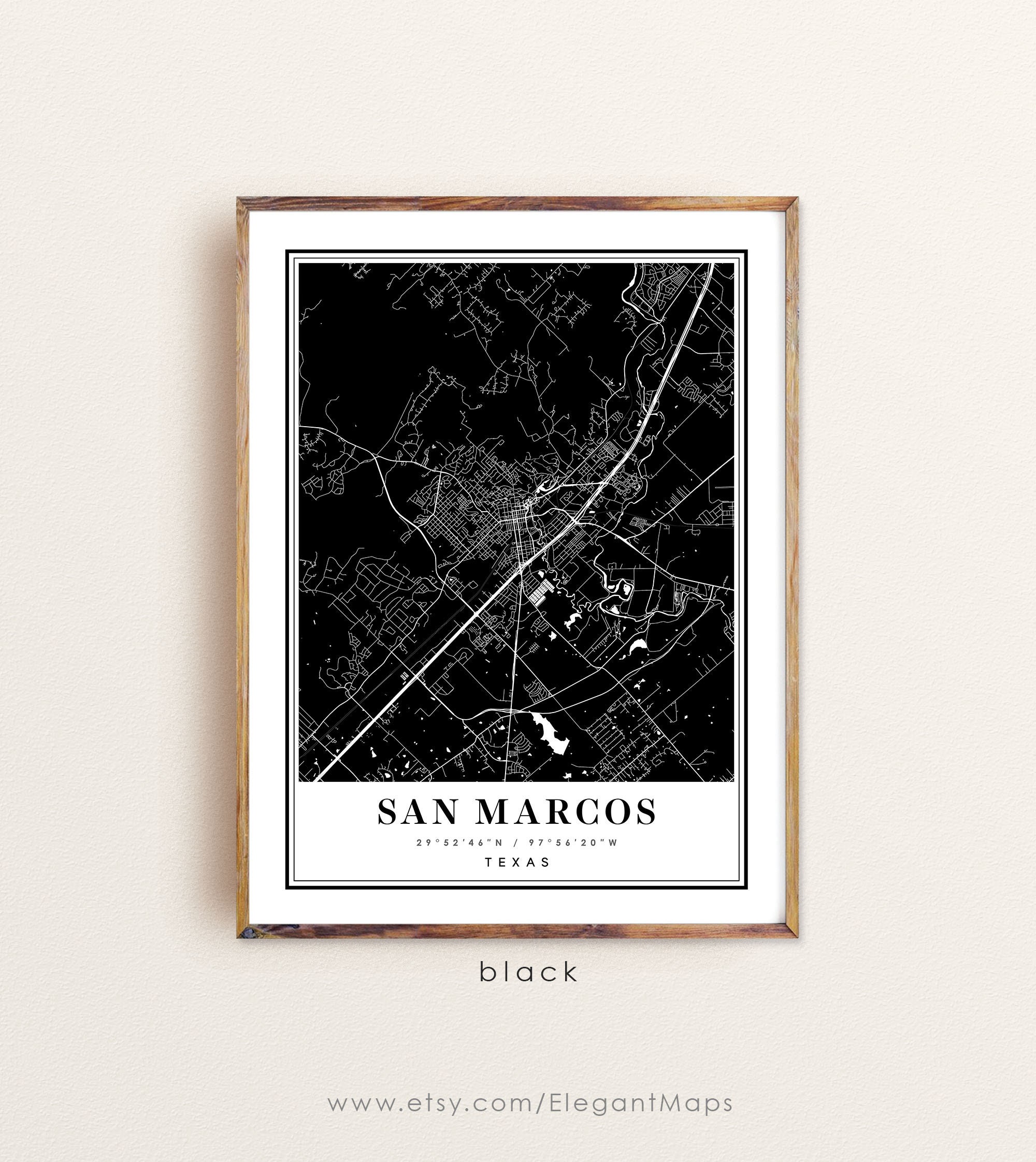 Mapa de San Marcos Texas mapa de San Marcos TX mapa de la - Etsy México