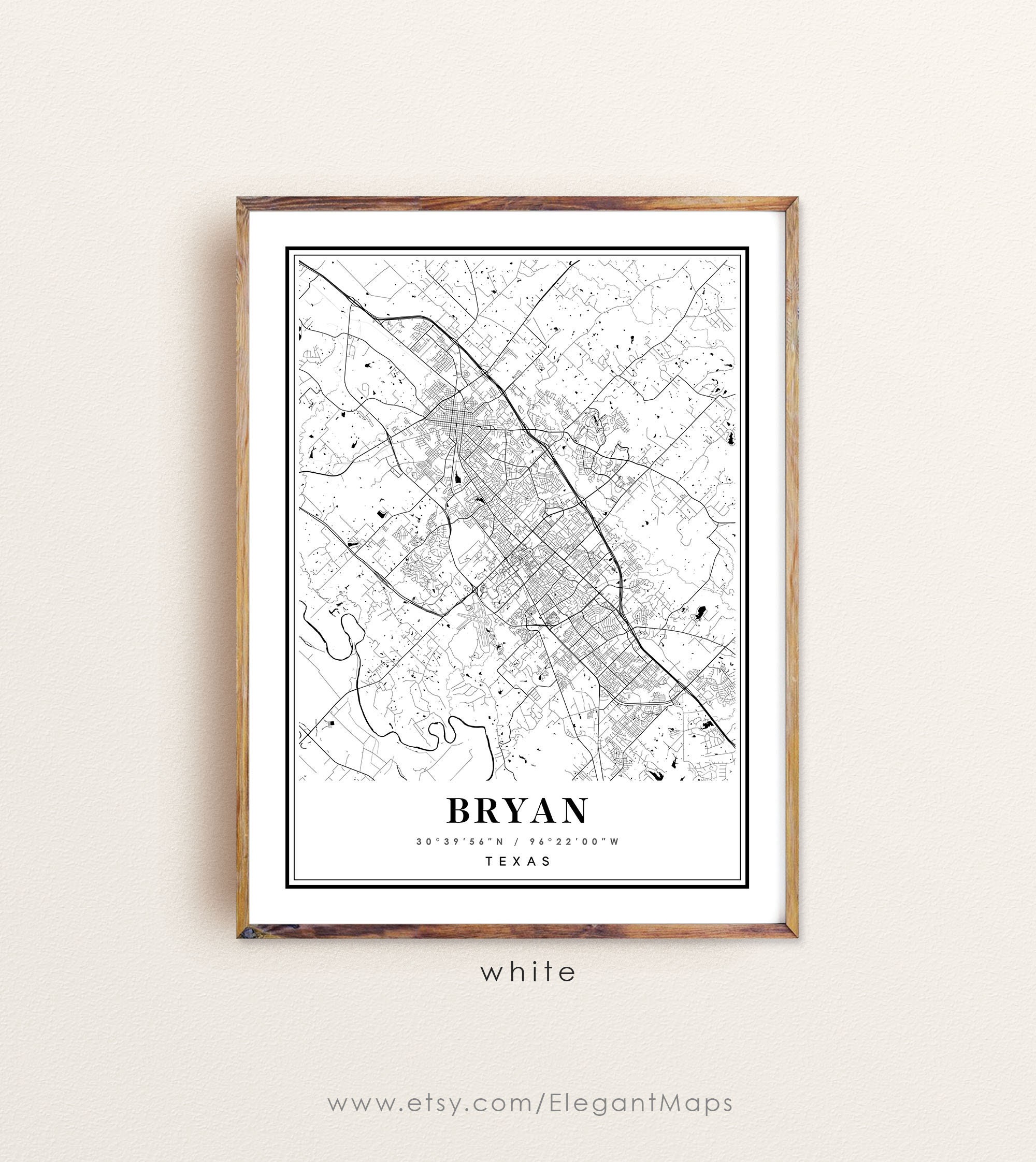 Bryan Texas Map Bryan TX Map Bryan City Map Bryan Print | Etsy