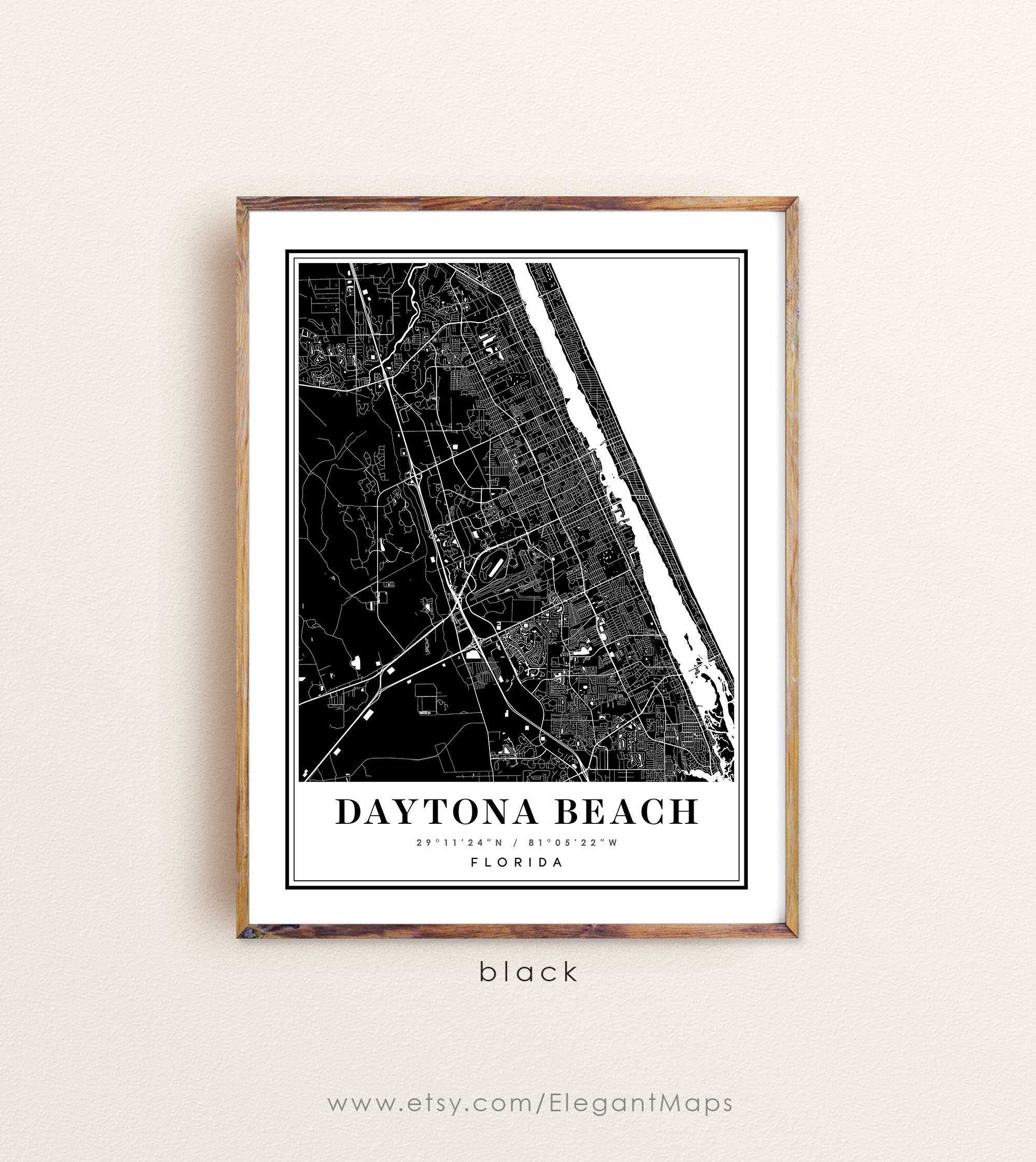 Daytona Beach Florida Map Daytona Beach FL Map Daytona Beach - Etsy