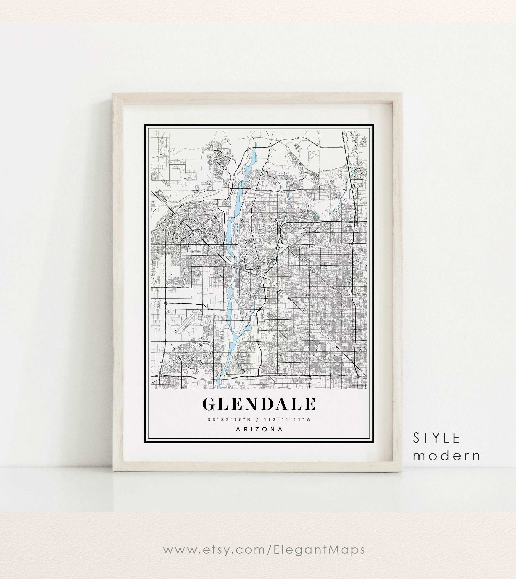 Glendale Arizona Map Glendale AZ Map Glendale City Map | Etsy