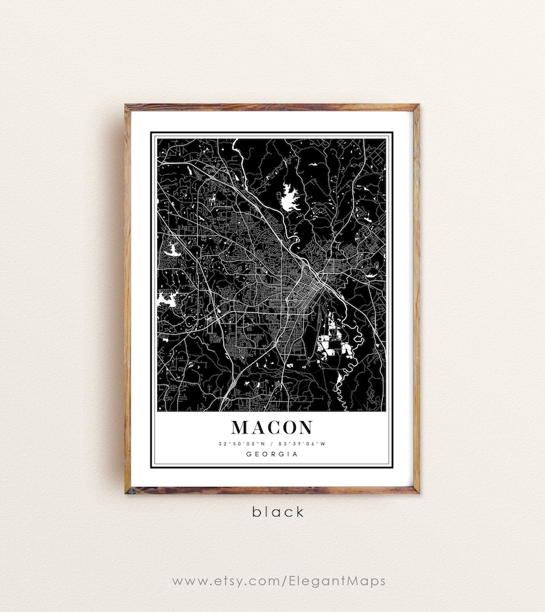 Macon Georgia Map Macon GA Map Macon City Map Macon Print - Etsy
