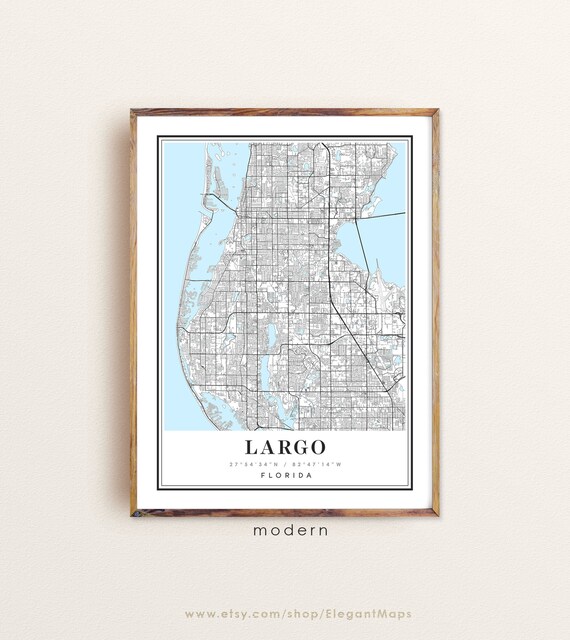 Largo Florida map Largo FL map Largo city map Largo print | Etsy