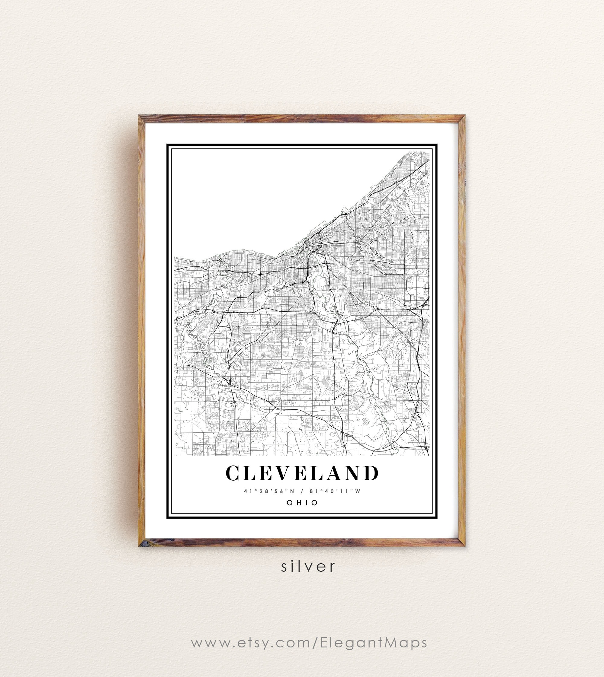 Cleveland Ohio Map Cleveland OH Map Cleveland City Map - Etsy