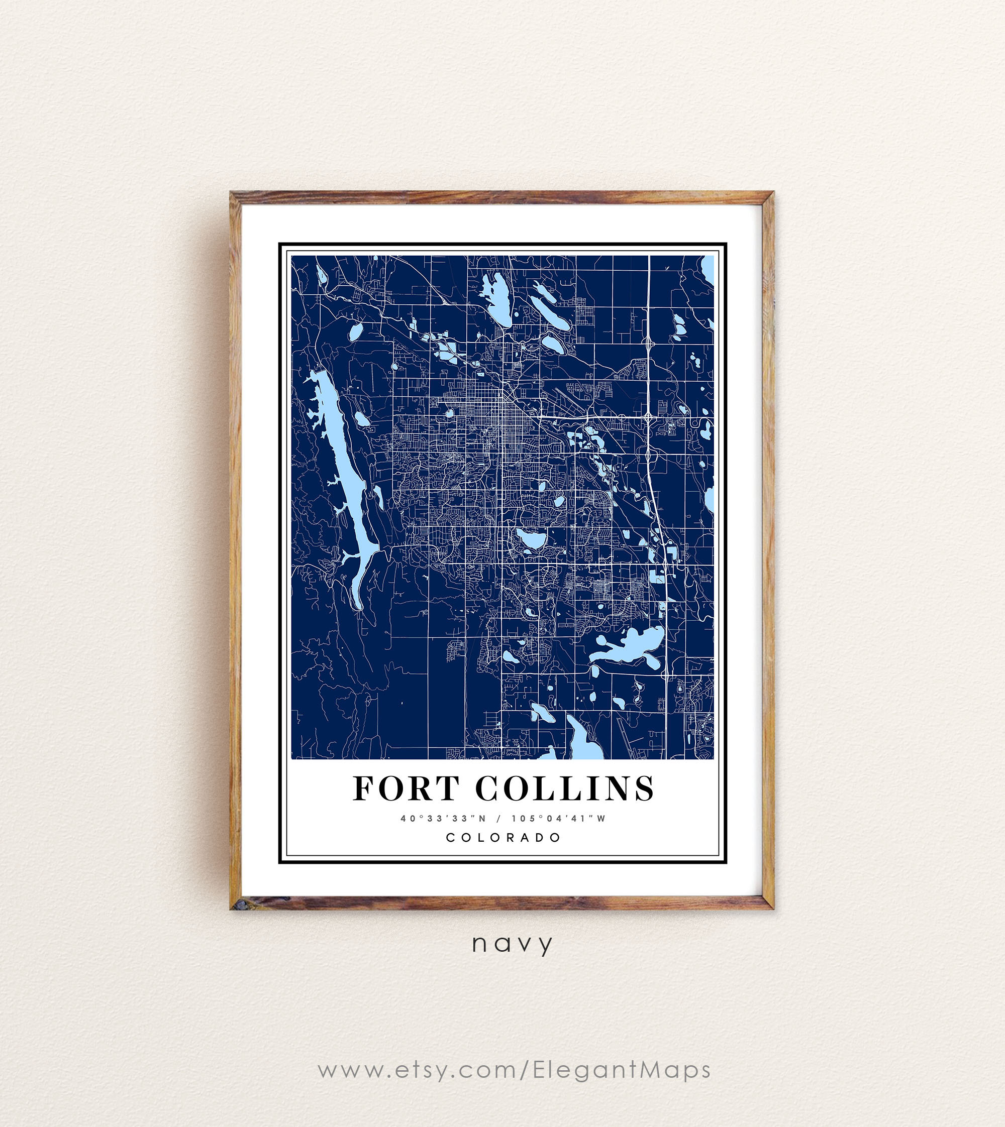 Fort Collins Colorado Map Fort Collins CO Map Fort Collins | Etsy