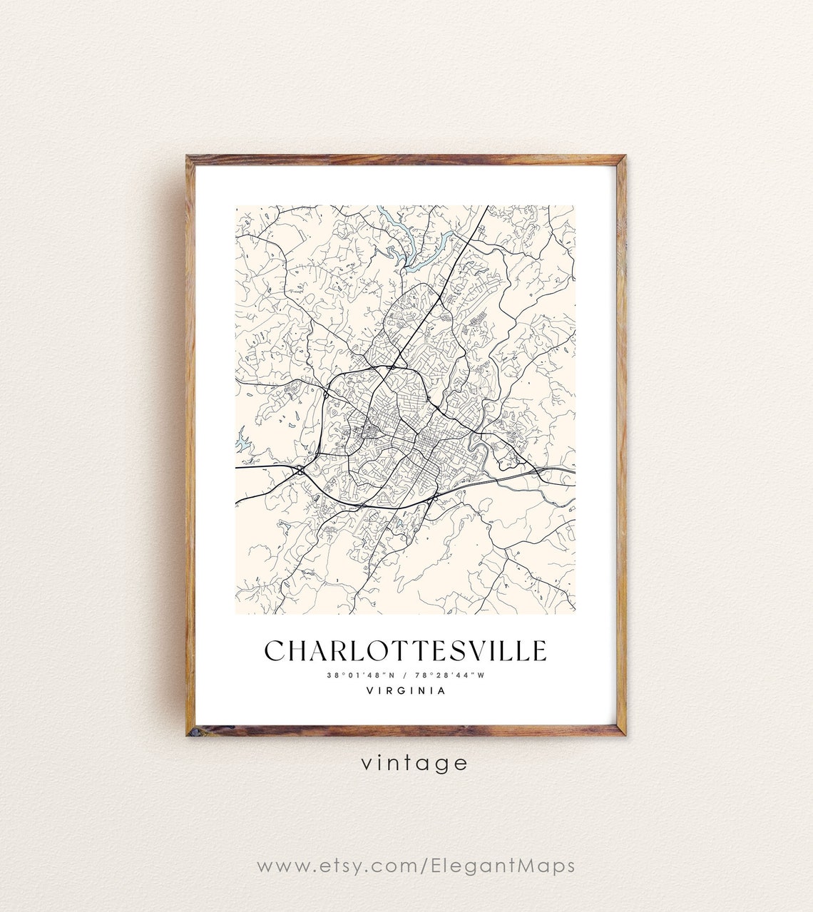 Charlottesville Virginia Map Charlottesville VA Map | Etsy