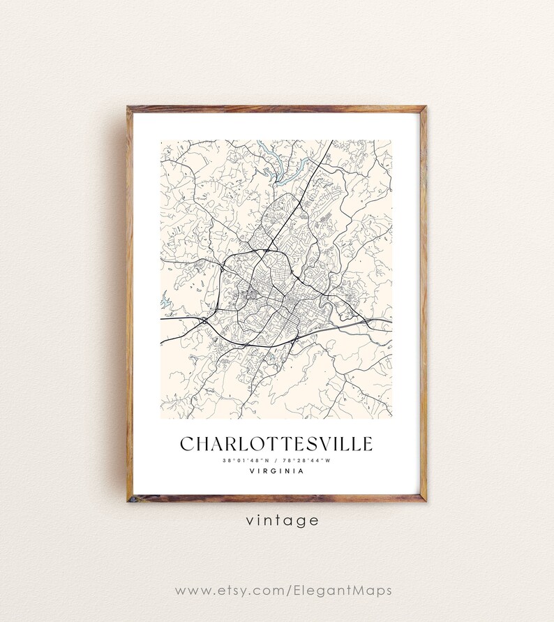Charlottesville Virginia Map Charlottesville VA Map - Etsy
