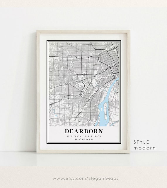 Dearborn Michigan Map Dearborn MI Map Dearborn City Map | Etsy