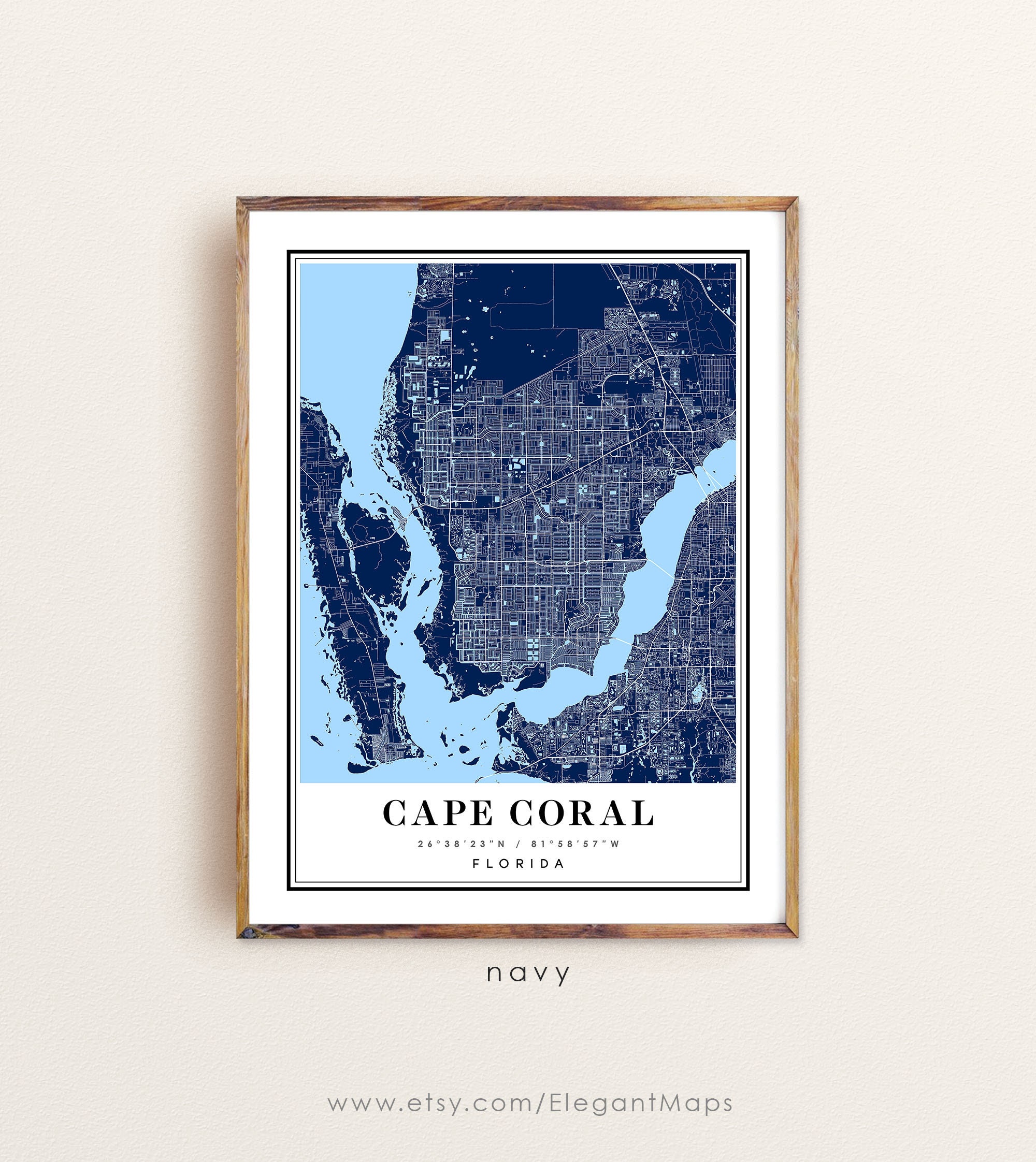 Cape Coral Florida Map Cape Coral FL Map Cape Coral City | Etsy