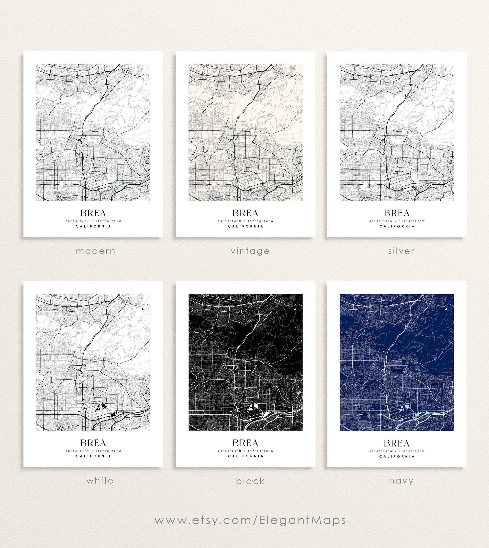 Brea California Map Brea CA Map Brea City Print Brea - Etsy