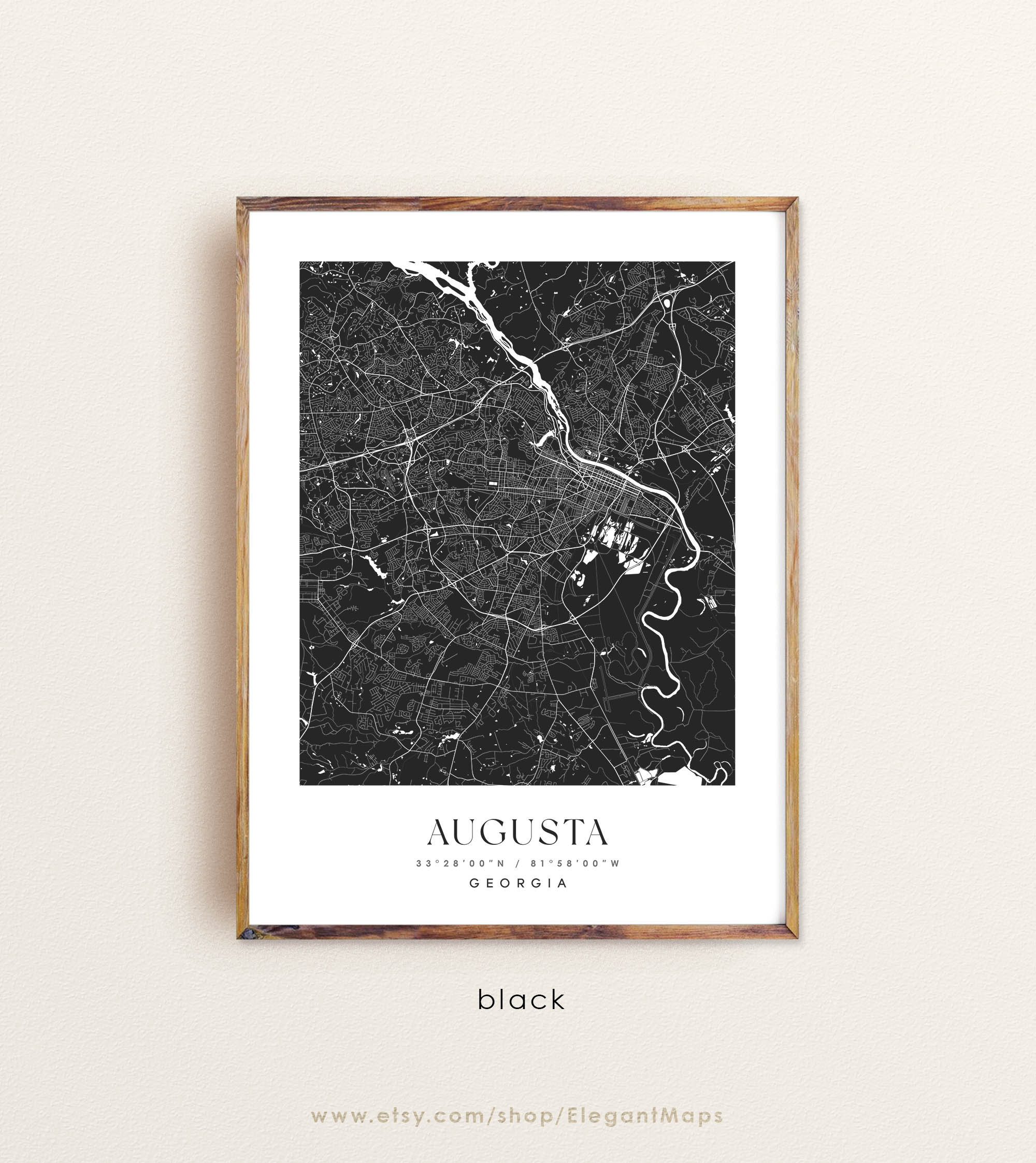 Augusta Georgia map Augusta GA map Augusta city print | Etsy