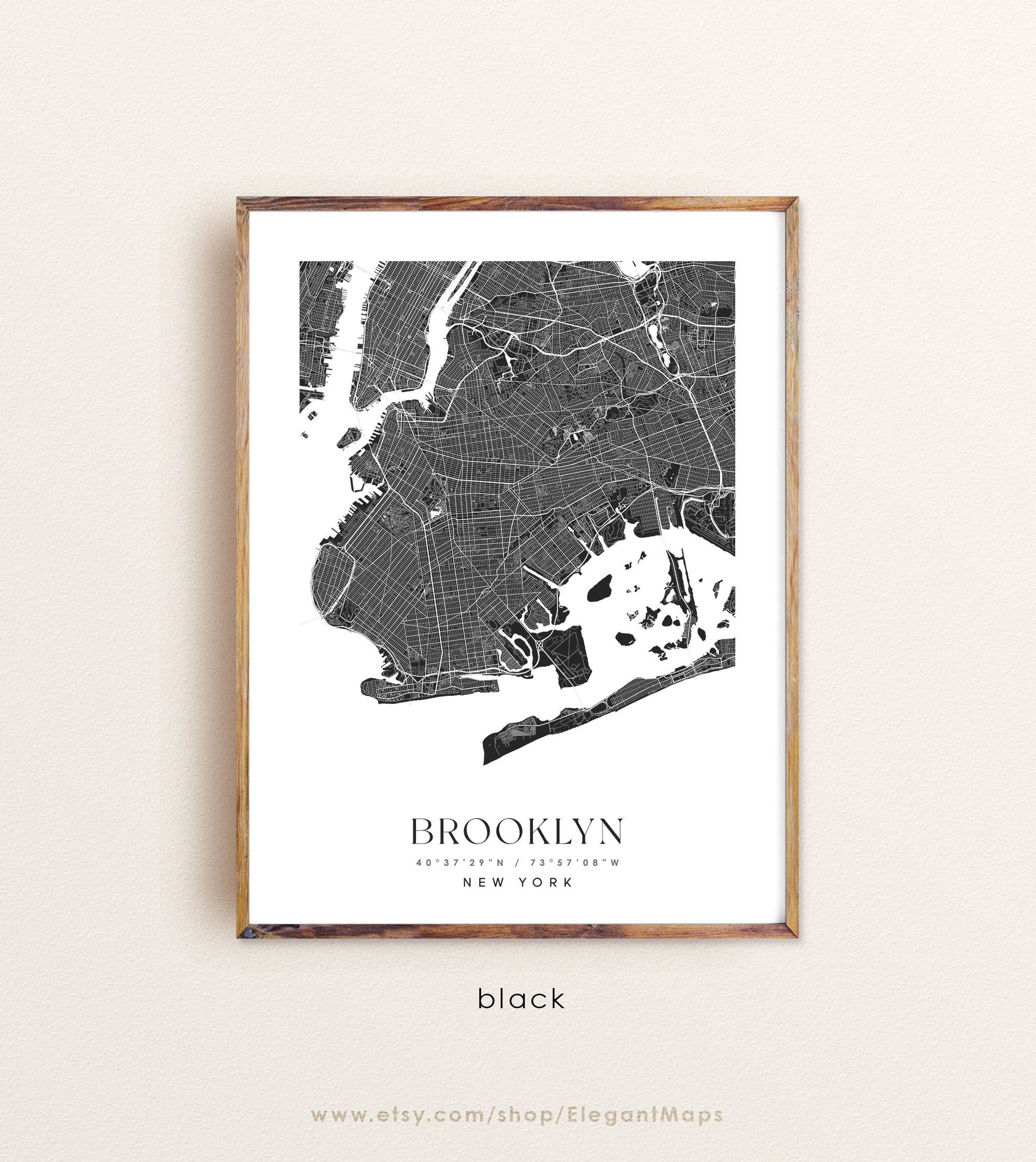 Brooklyn New York Map Brooklyn NY Map Brooklyn City Print - Etsy