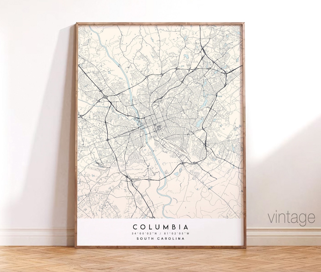 COLUMBIA SC City Map Poster, Columbia South Carolina Print Art, Custom ...