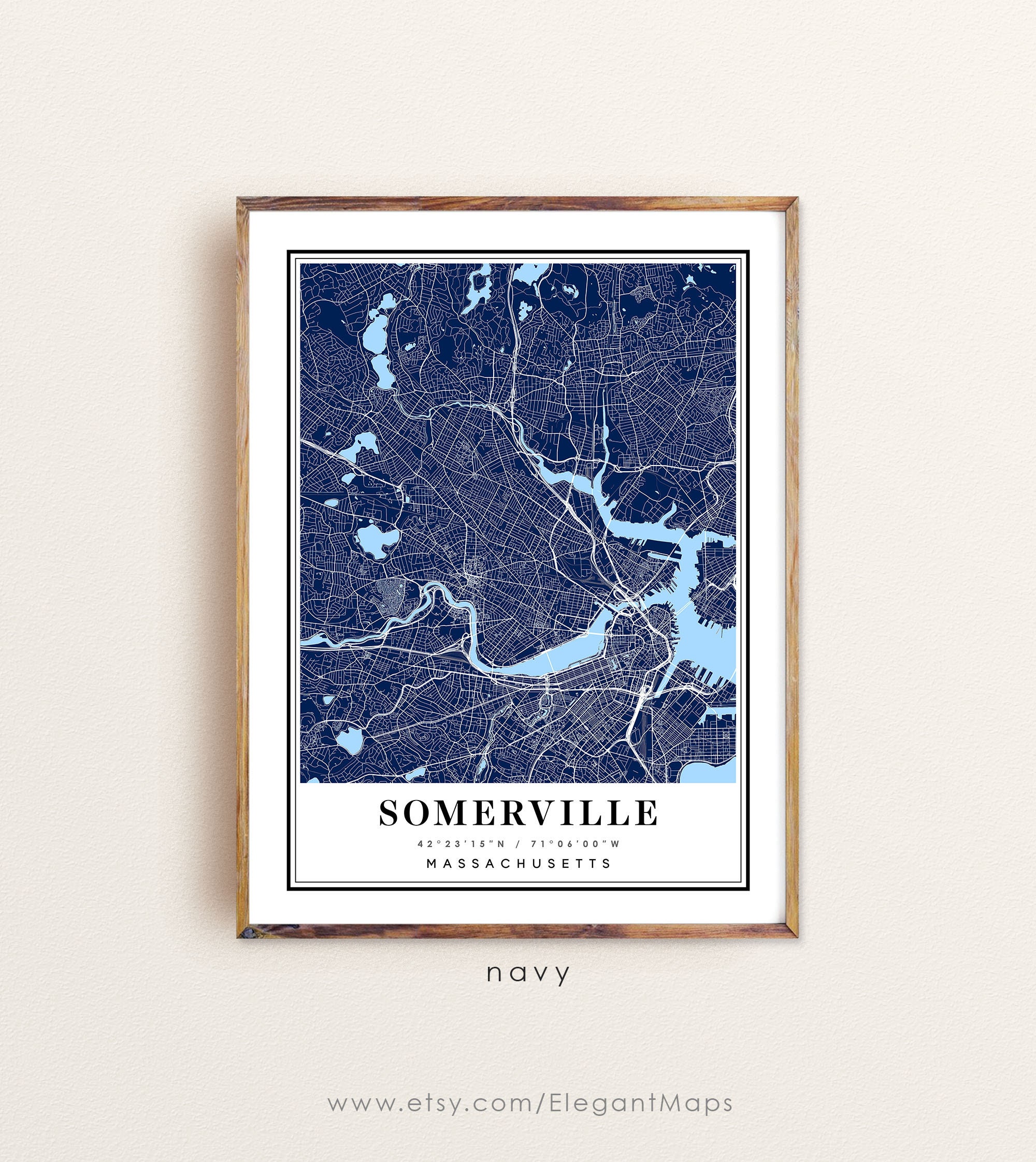 Somerville Massachusetts Map Somerville MA Map Somerville | Etsy
