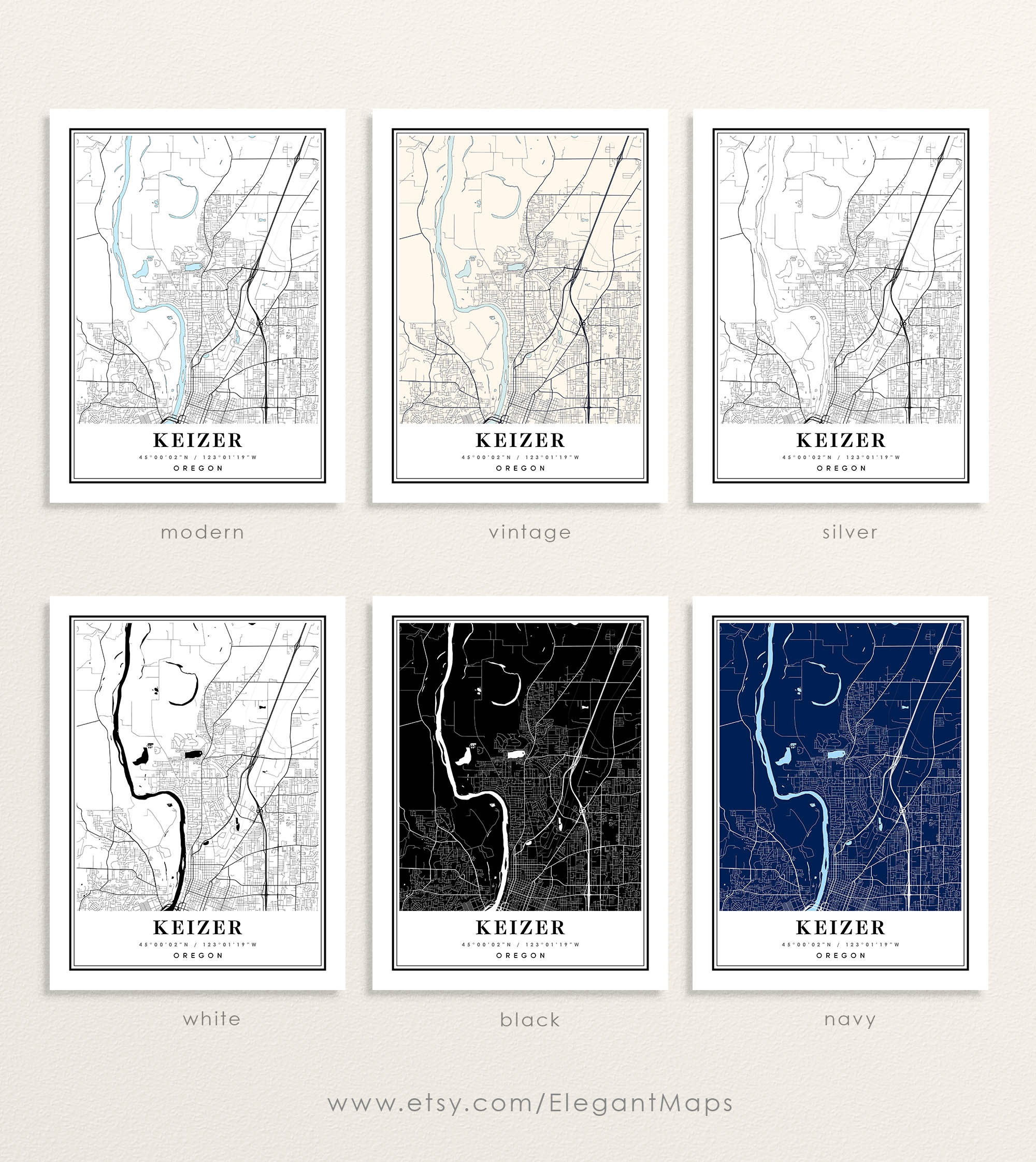 Keizer Oregon Map Keizer OR Map Keizer City Map Keizer - Etsy UK