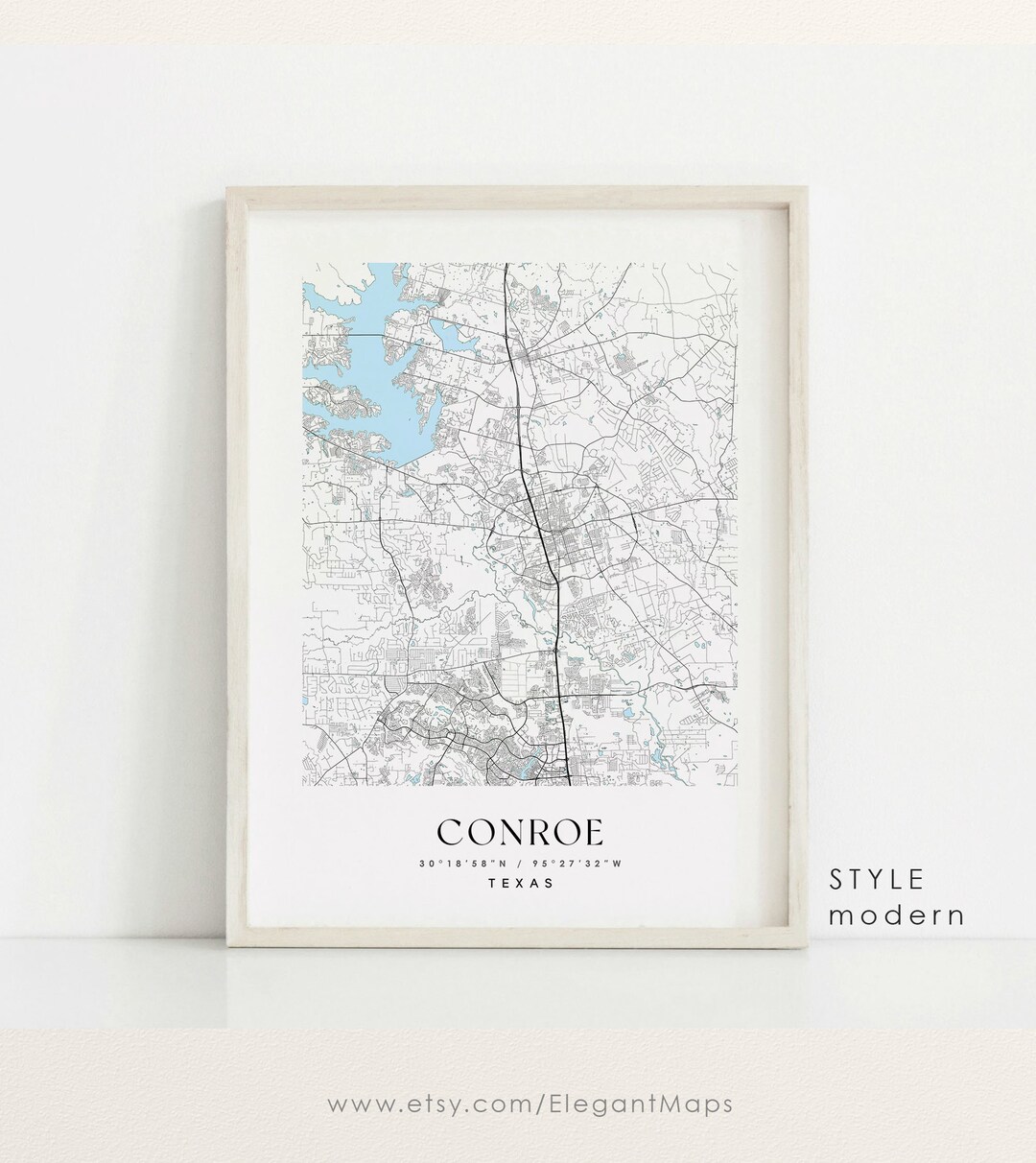 Conroe Texas Map, Conroe TX Map, Conroe City Print, Conroe Poster ...