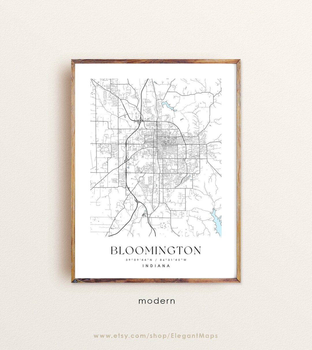 Bloomington Indiana Map Art Print: Custom Cityscape Poster - Etsy