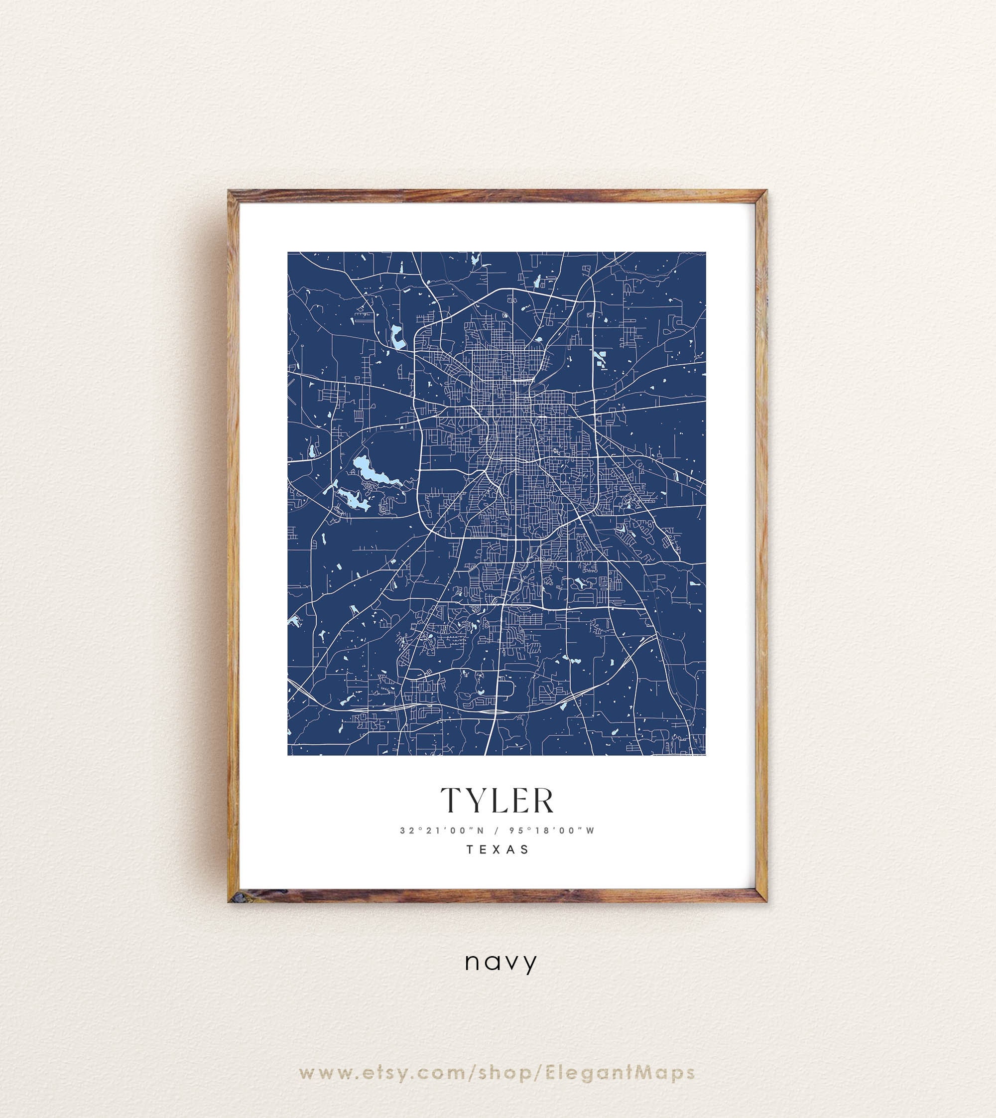 Tyler Texas City Map Art Print: Custom Wall Decor - Etsy