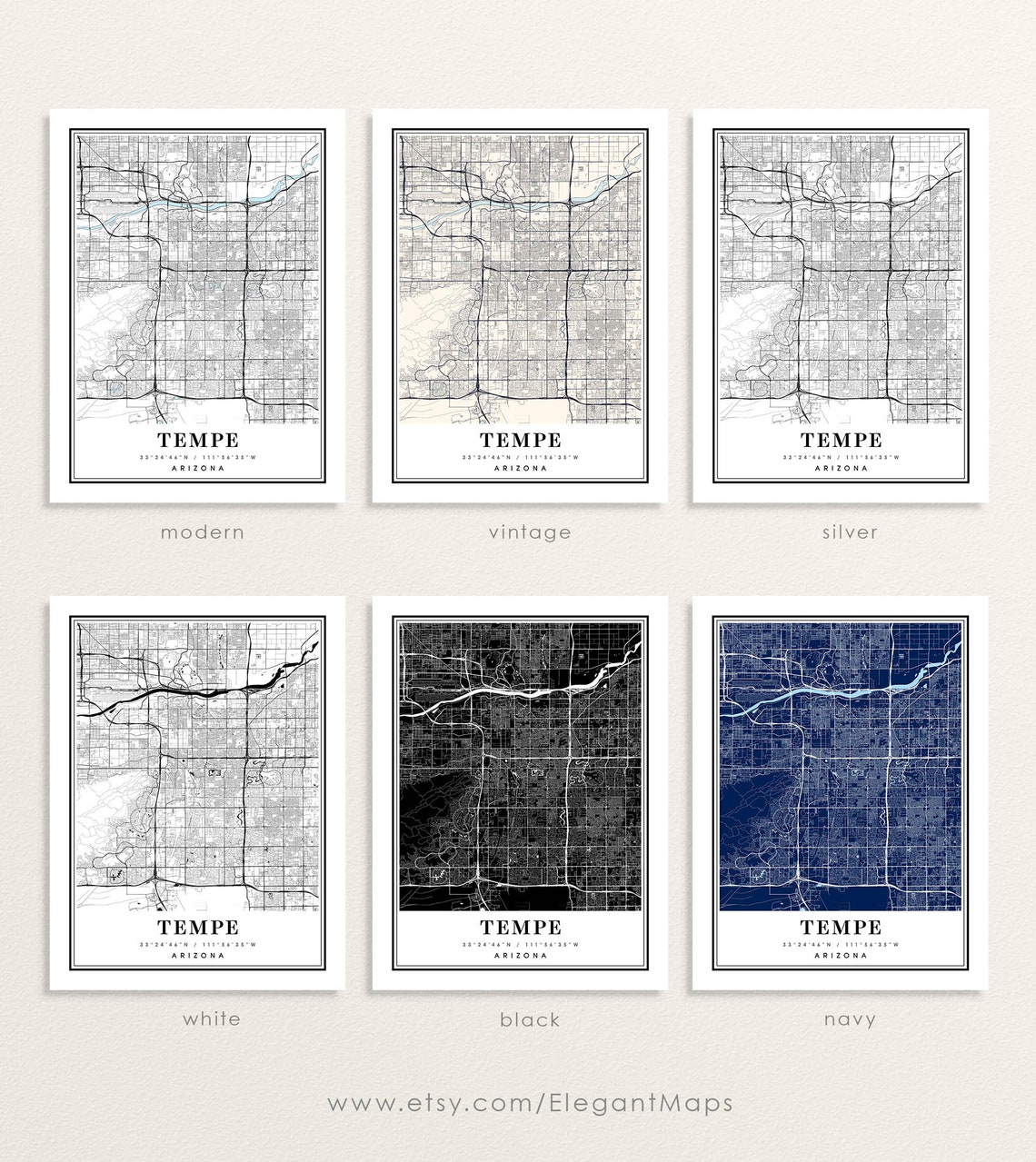 Tempe Arizona Map Tempe AZ Map Tempe City Map Tempe Print | Etsy