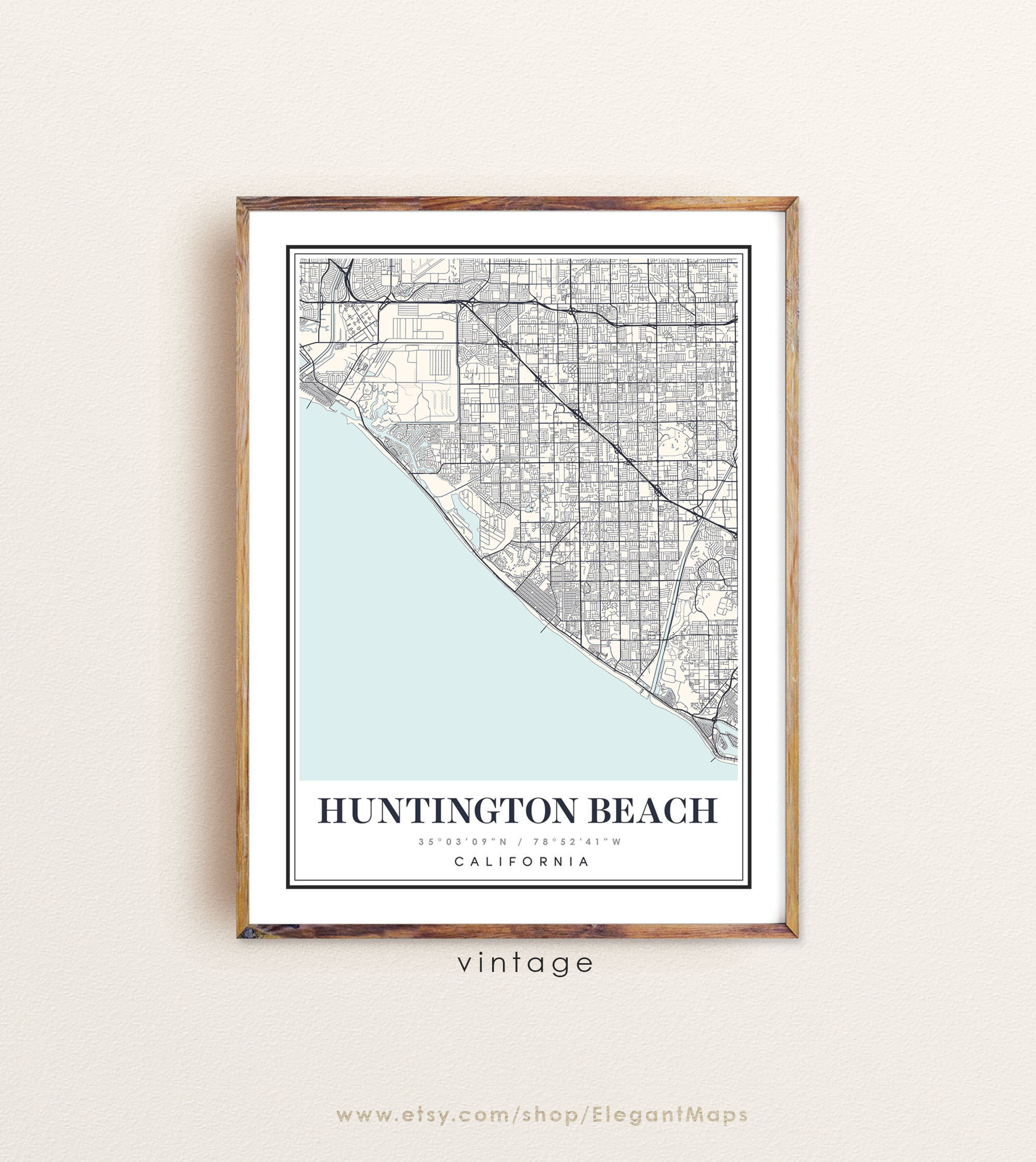 Huntington Beach California Map Huntington Beach CA Map | Etsy