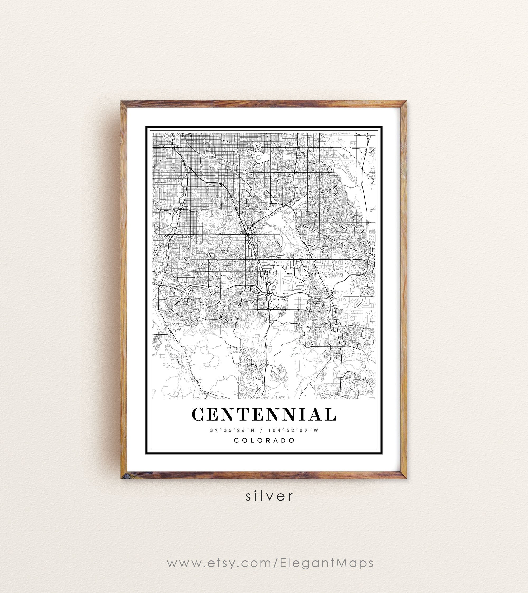 Centennial Colorado Map Centennial CO Map Centennial City - Etsy