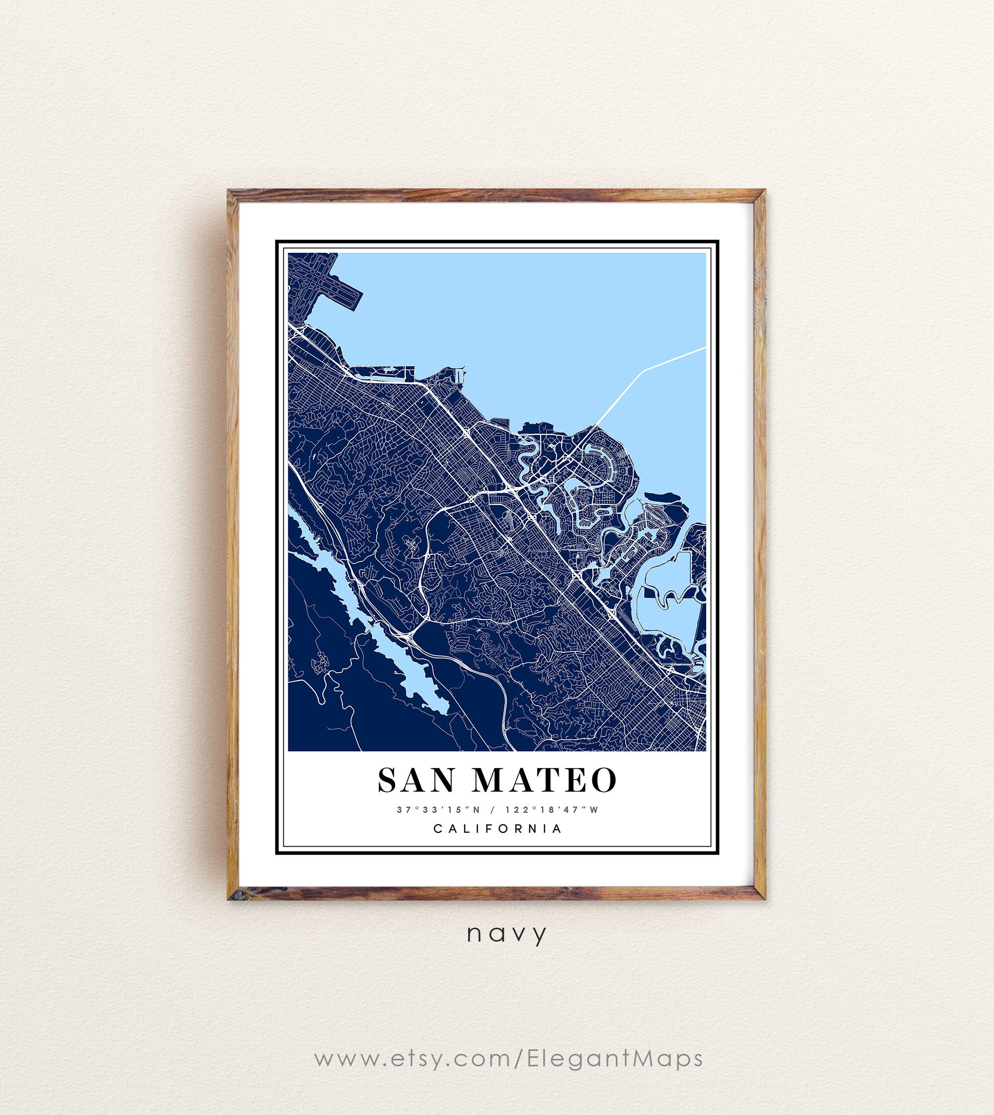 Mapa de San Mateo California mapa de San Mateo CA mapa de la - Etsy México