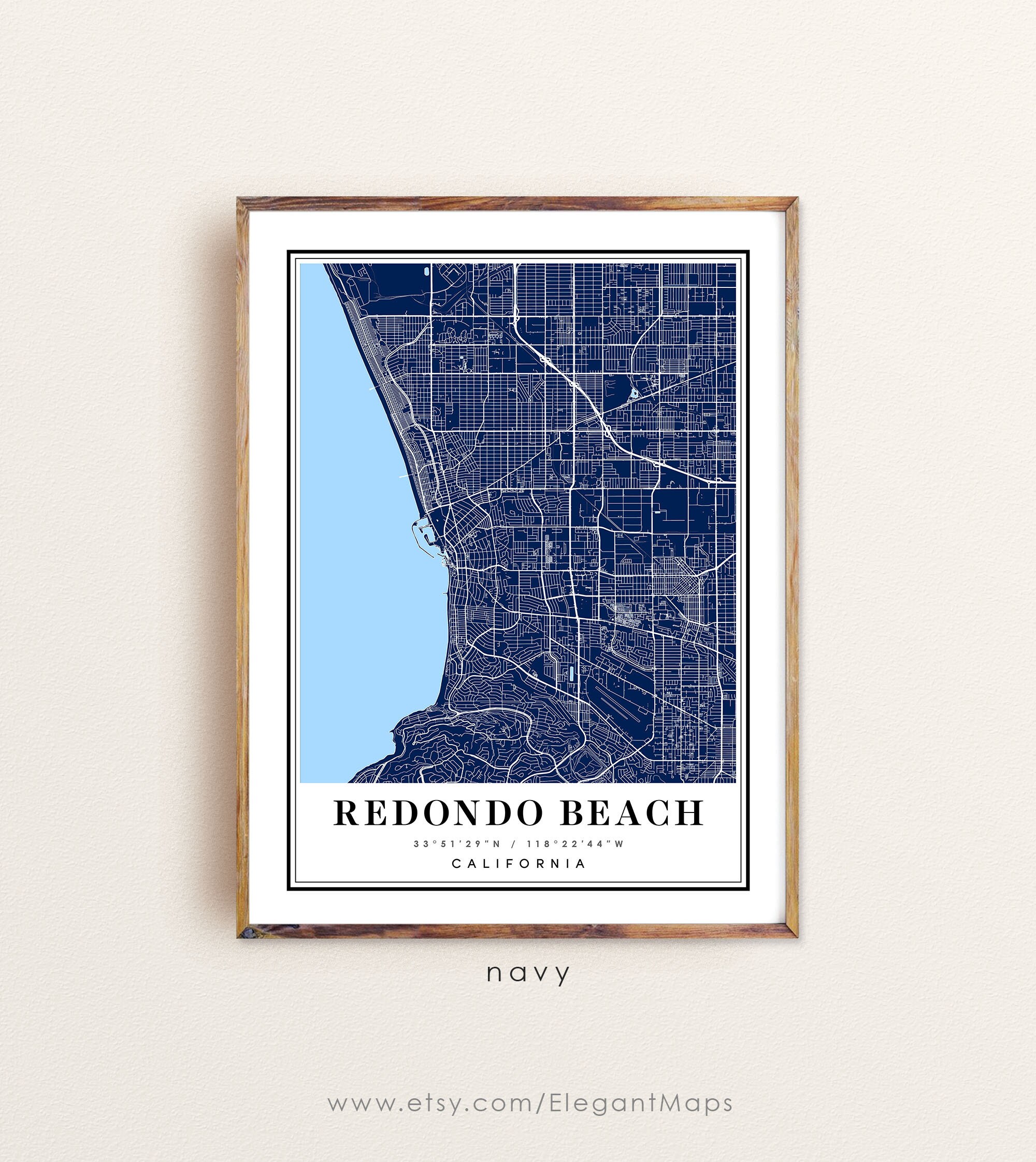 Redondo Beach California Map Redondo Beach CA Map Redondo - Etsy
