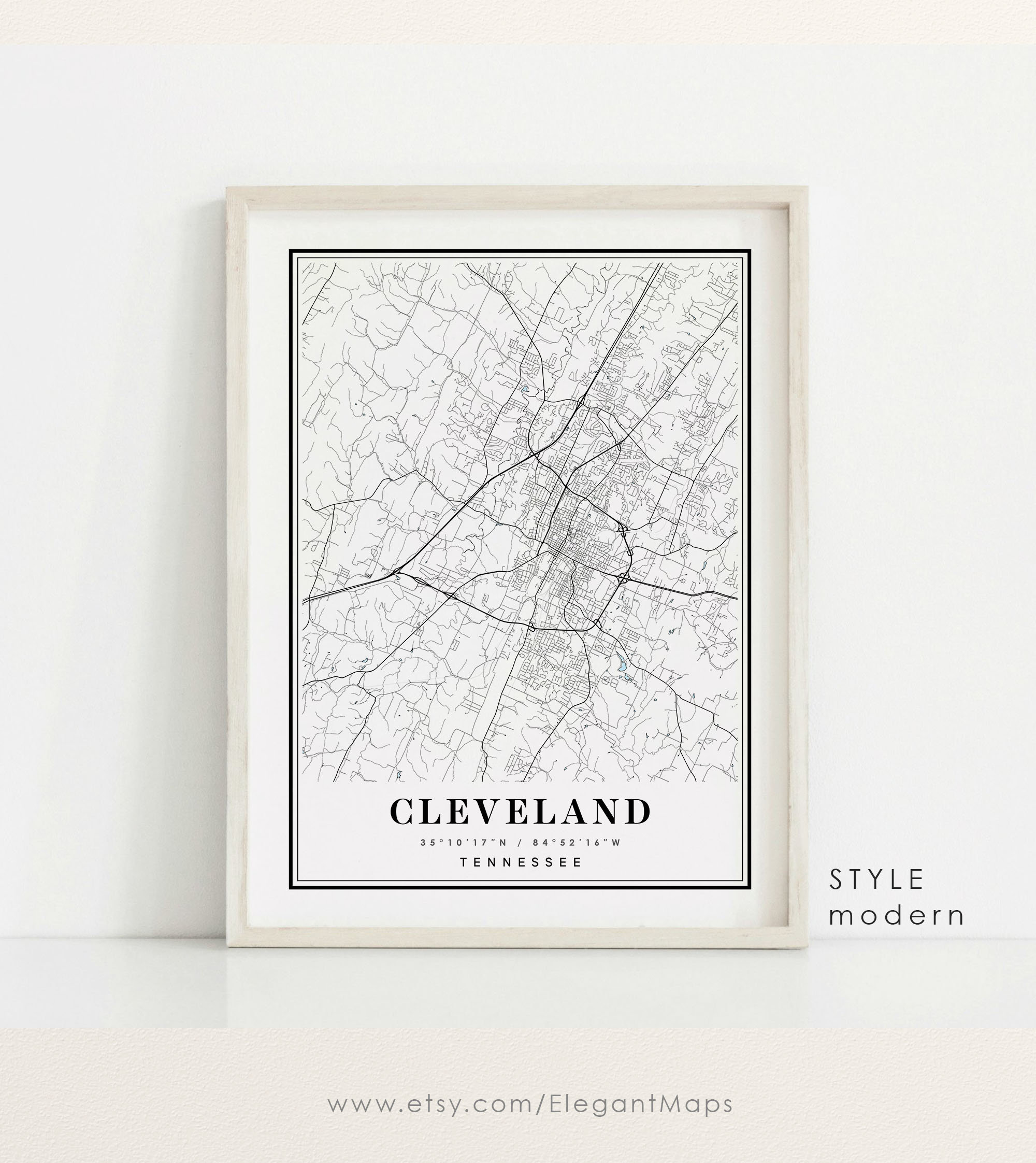 Cleveland Tennessee Map Cleveland TN Map Cleveland City Map | Etsy