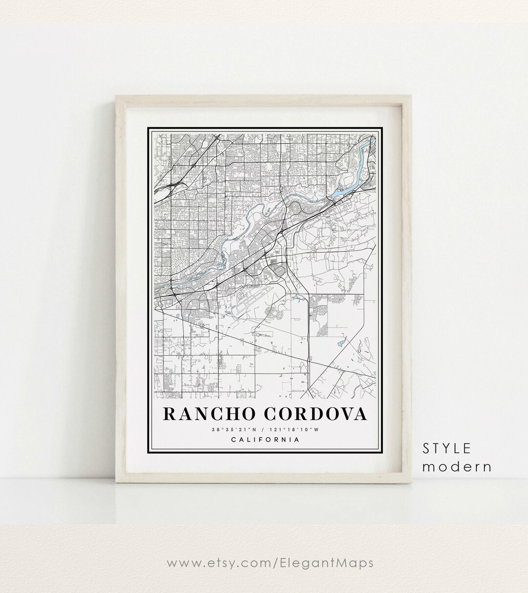 Rancho Cordova California Map Rancho Cordova CA Map Rancho - Etsy