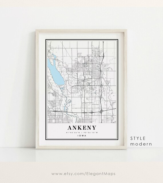 Ankeny Iowa Map Ankeny IA Map Ankeny City Map Ankeny Print | Etsy