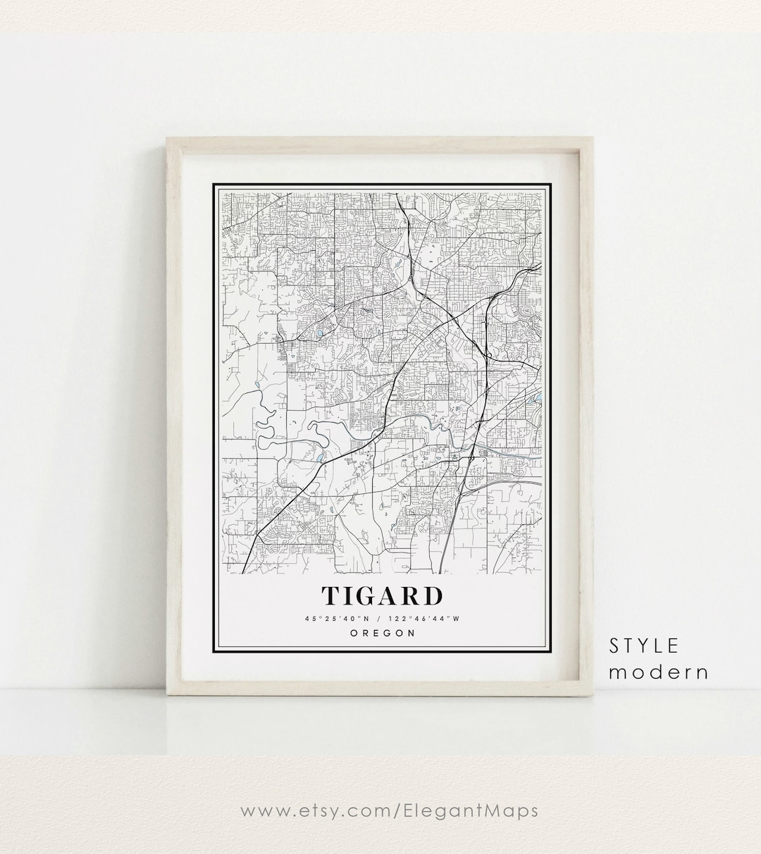 Tigard Oregon Map Tigard OR Map Tigard City Map Tigard - Etsy