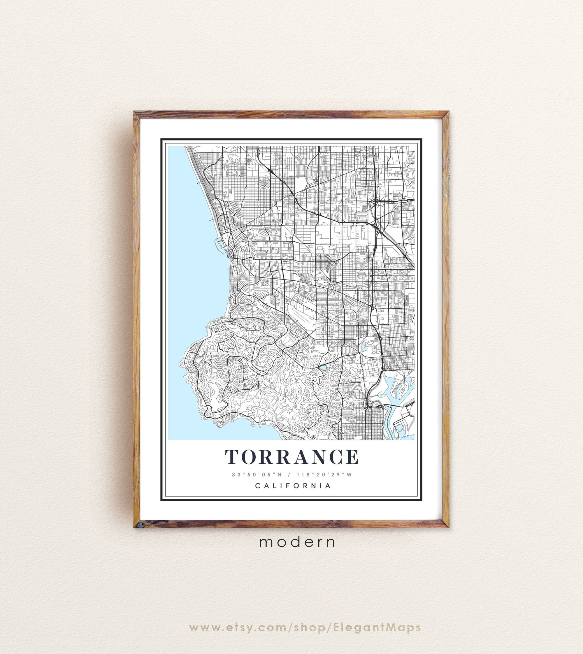 Torrance California map Torrance CA map Torrance city map | Etsy