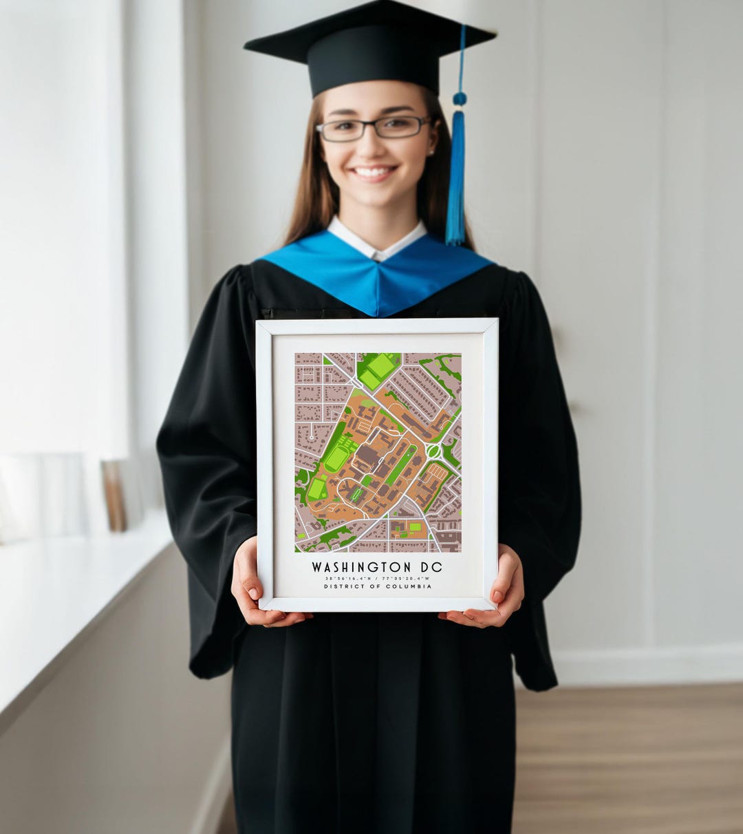 American University Wall Art Campus Map Print, Washington DC College ...
