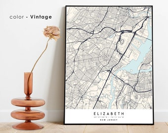 Elizabeth Nj Map - Etsy