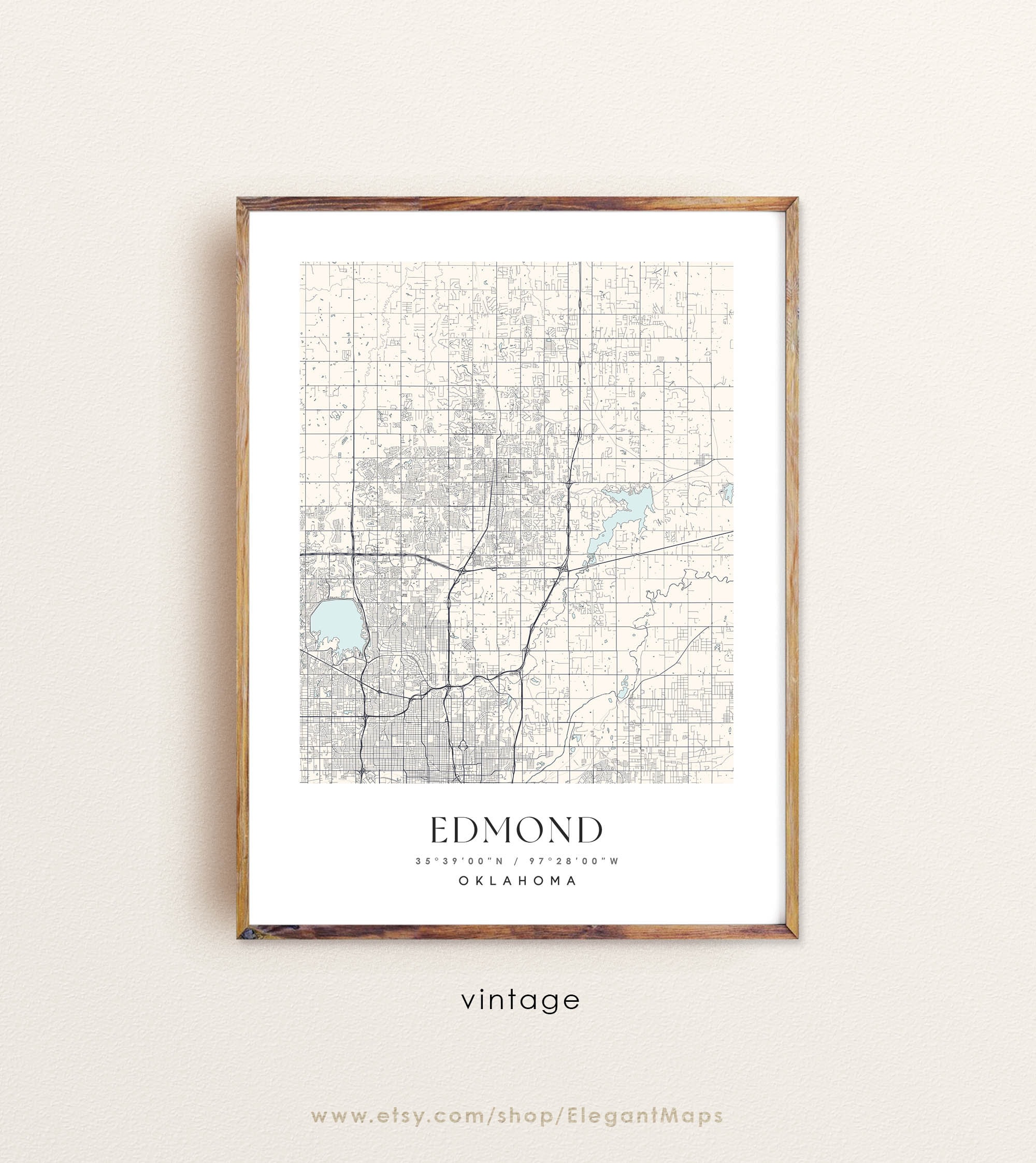 Edmond Oklahoma Map Edmond OK Map Edmond City Print Edmond - Etsy