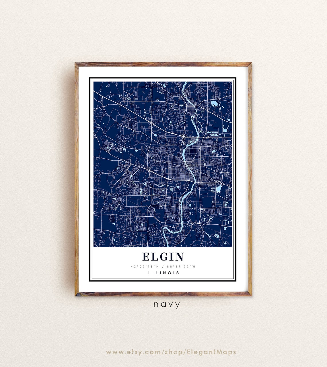 Elgin Illinois map Elgin IL map Elgin city map Elgin print | Etsy