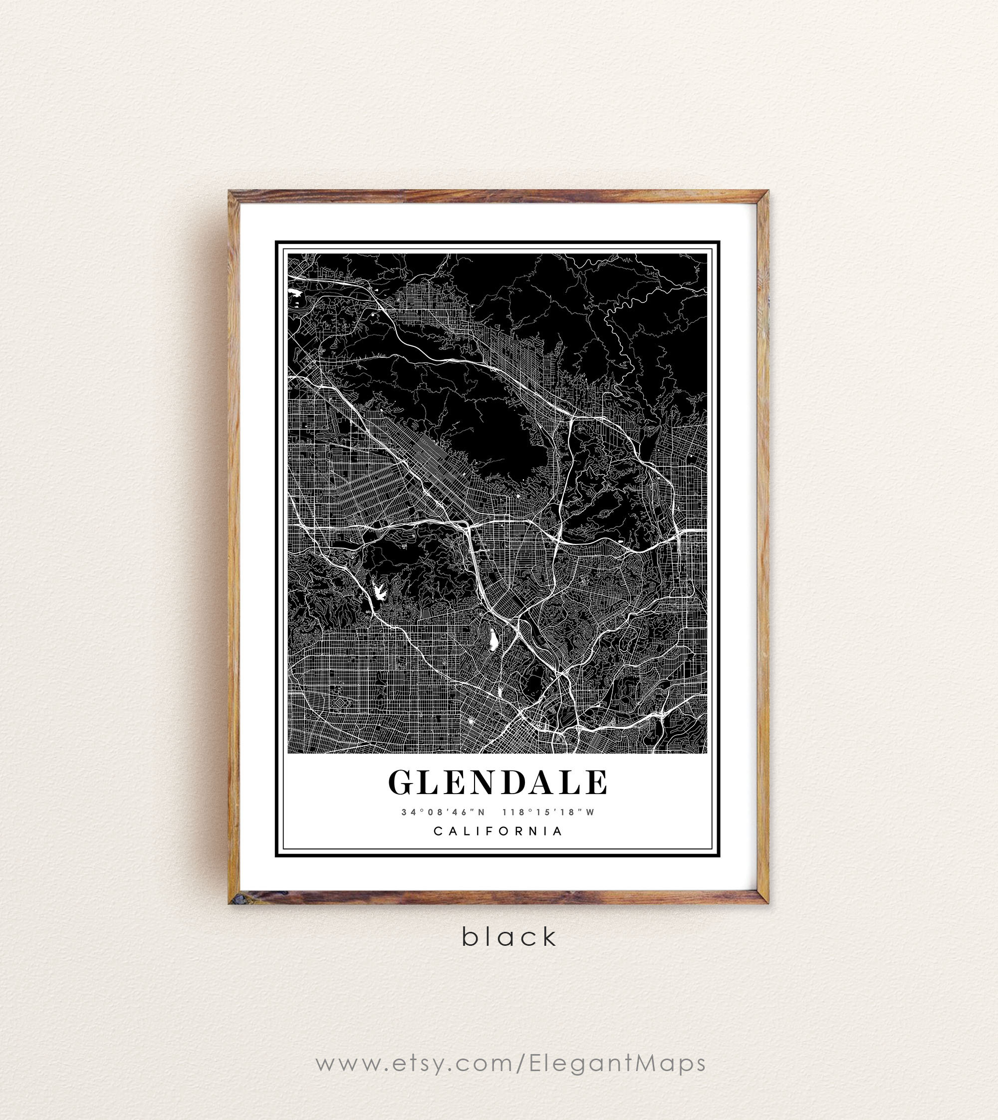 Glendale California Map Glendale CA Map Glendale City Map - Etsy