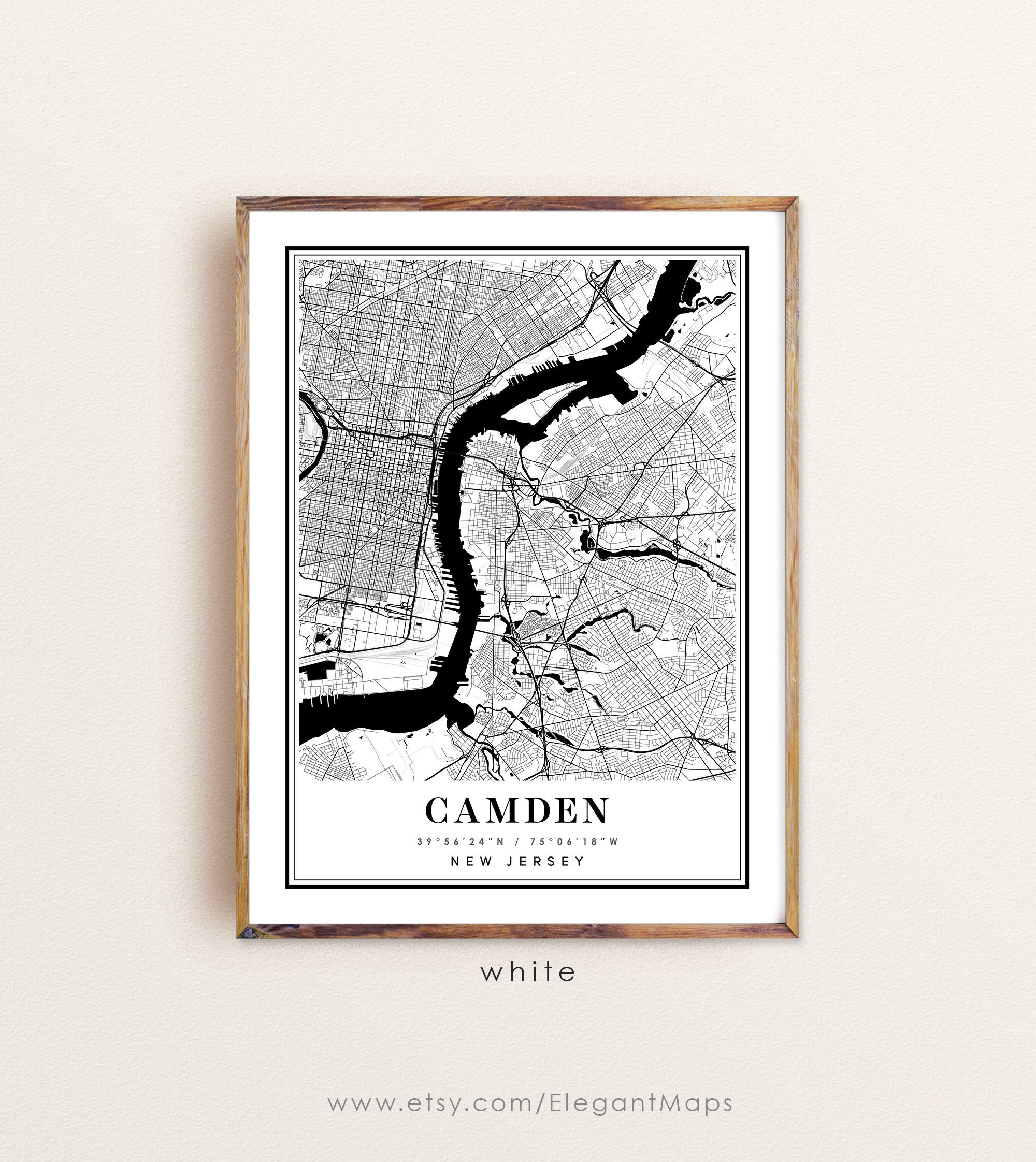 Camden New Jersey Map Camden NJ Map Camden City Map Camden | Etsy