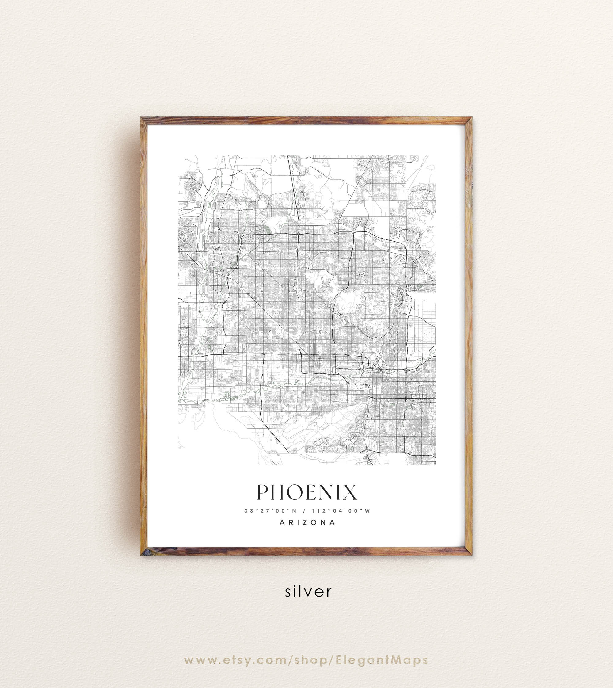 Phoenix Arizona Map Art Print: Custom Cityscape Poster - Etsy