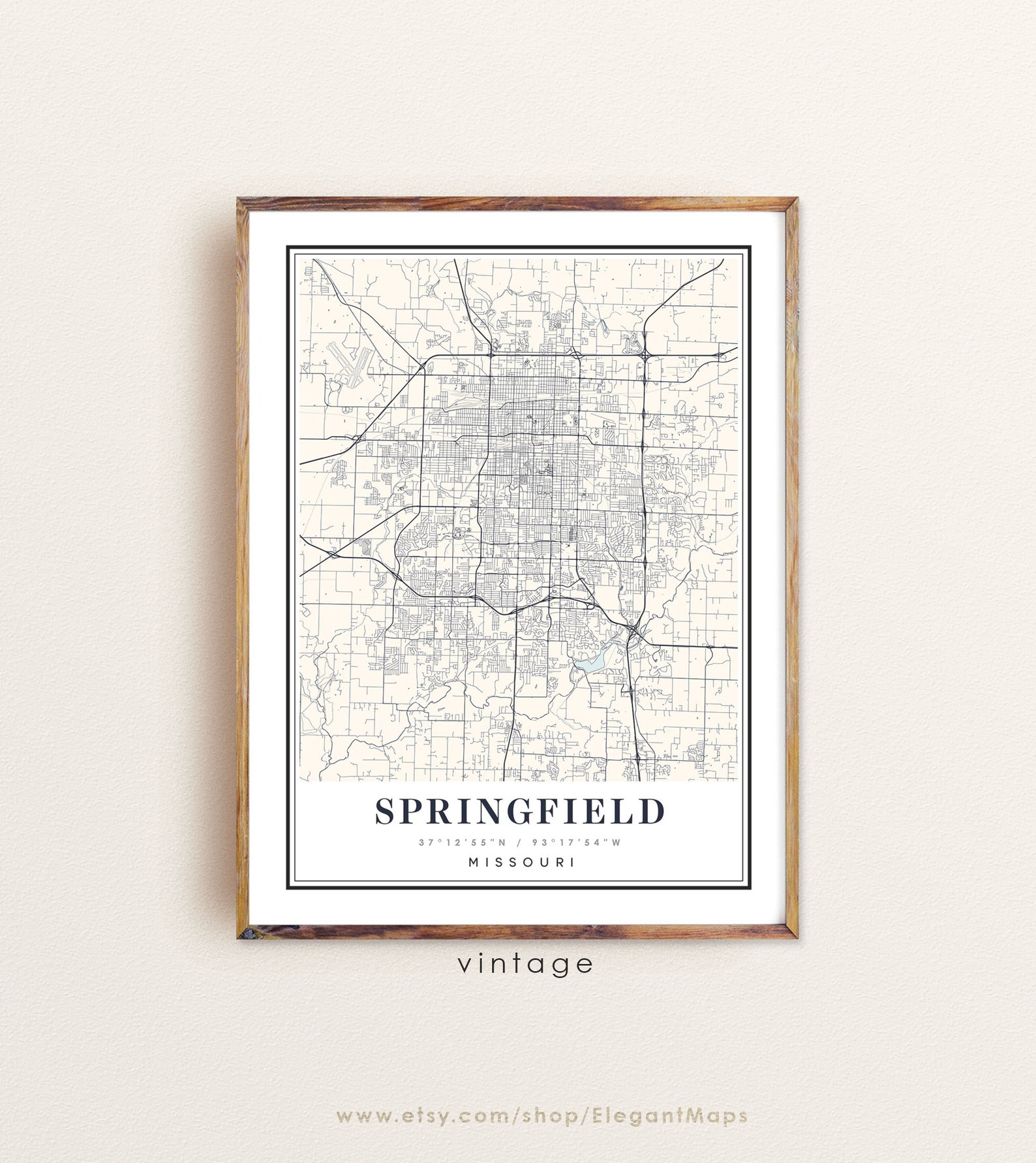 Springfield Missouri map Springfield MO map Springfield city | Etsy