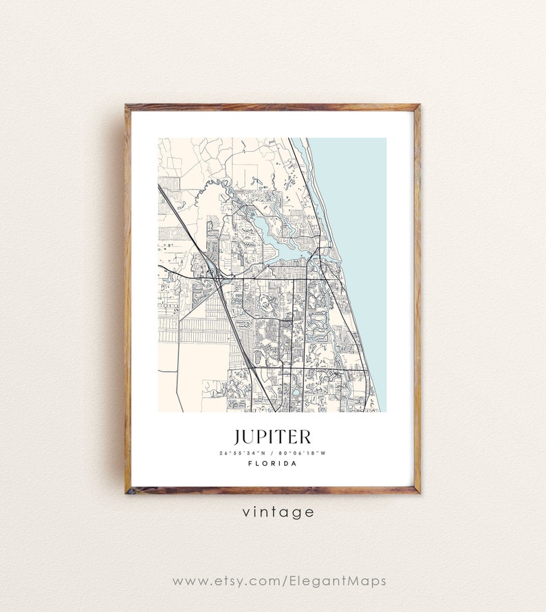 Jupiter Florida Map Jupiter FL Map Jupiter City Print - Etsy