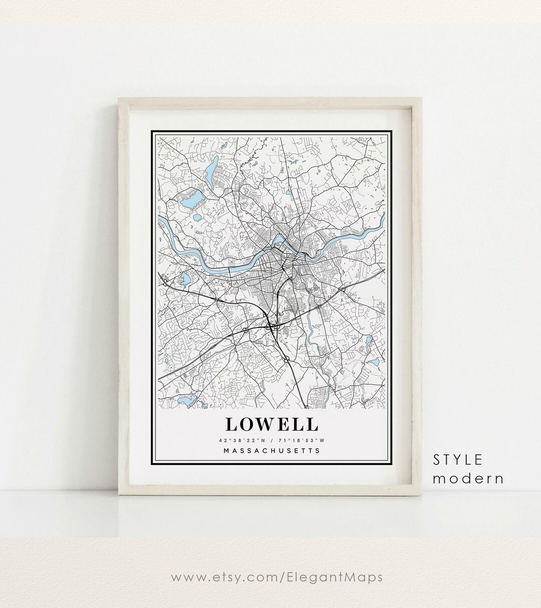 Lowell Massachusetts Map, Lowell MA Map, Lowell City Map, Lowell Print ...