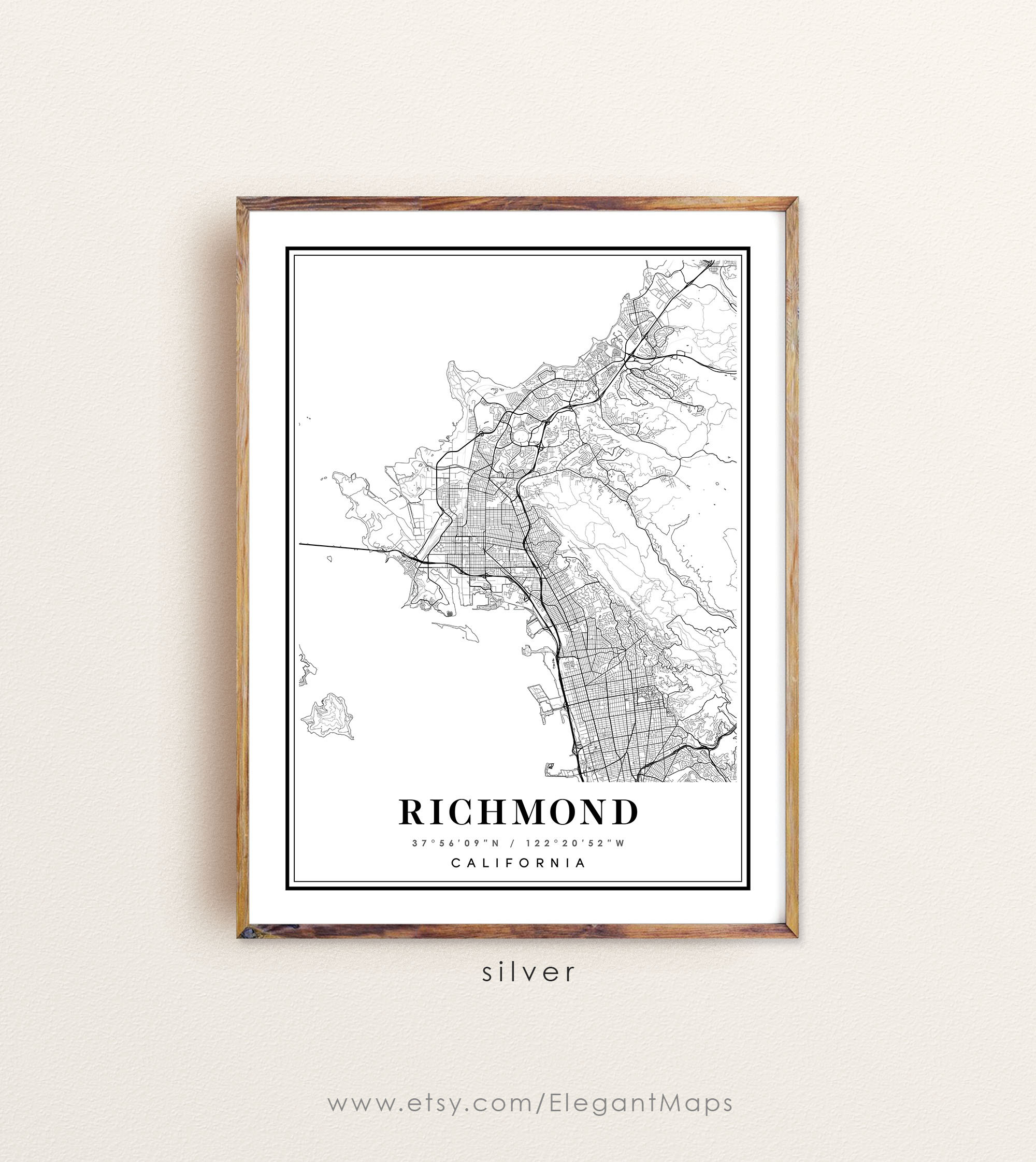 Richmond California Map Richmond CA Map Richmond City Map | Etsy