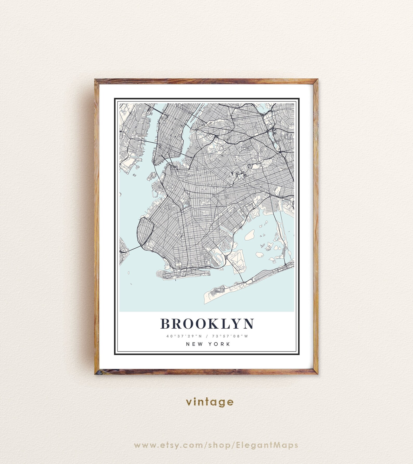 Brooklyn New York Map Brooklyn NY Map Brooklyn City Map | Etsy