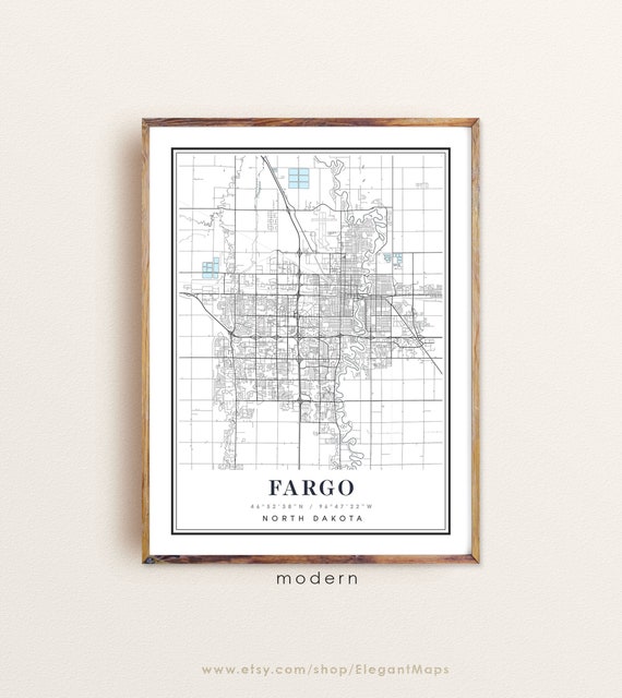 Fargo North Dakota map Fargo ND map Fargo city map Fargo | Etsy