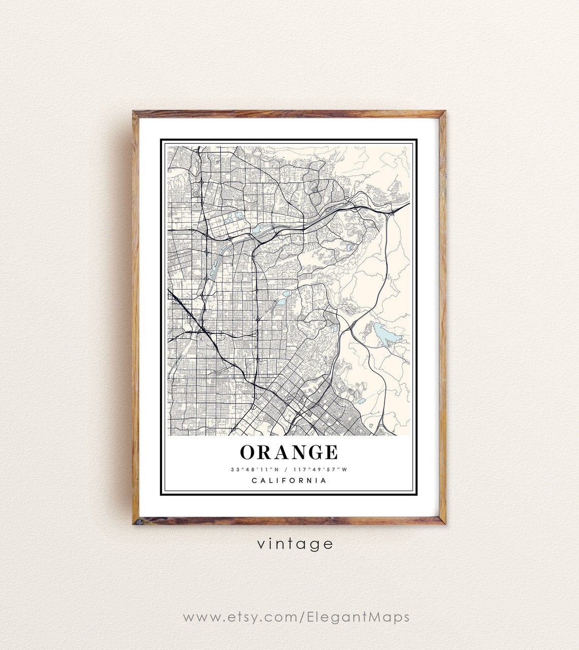 Orange California Map Orange CA Map Orange City Map Orange - Etsy