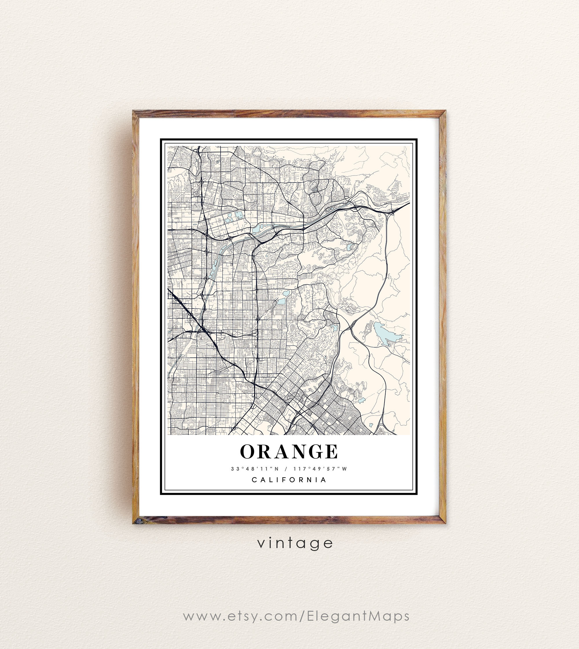 Orange California Map Orange CA Map Orange City Map Orange - Etsy