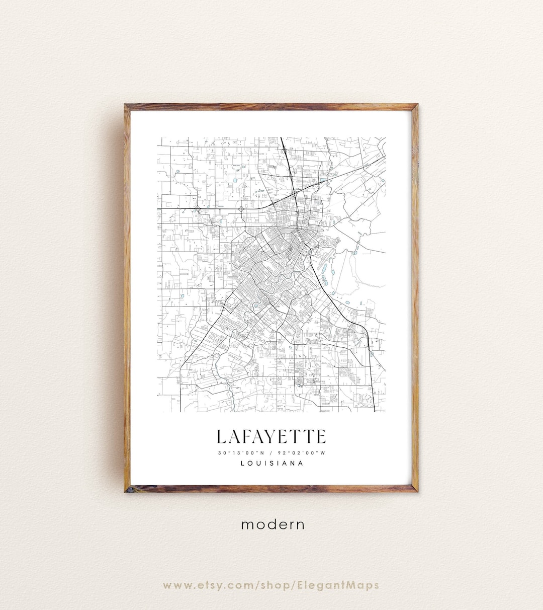 Lafayette Louisiana Map, Lafayette LA Map, Lafayette City Print ...