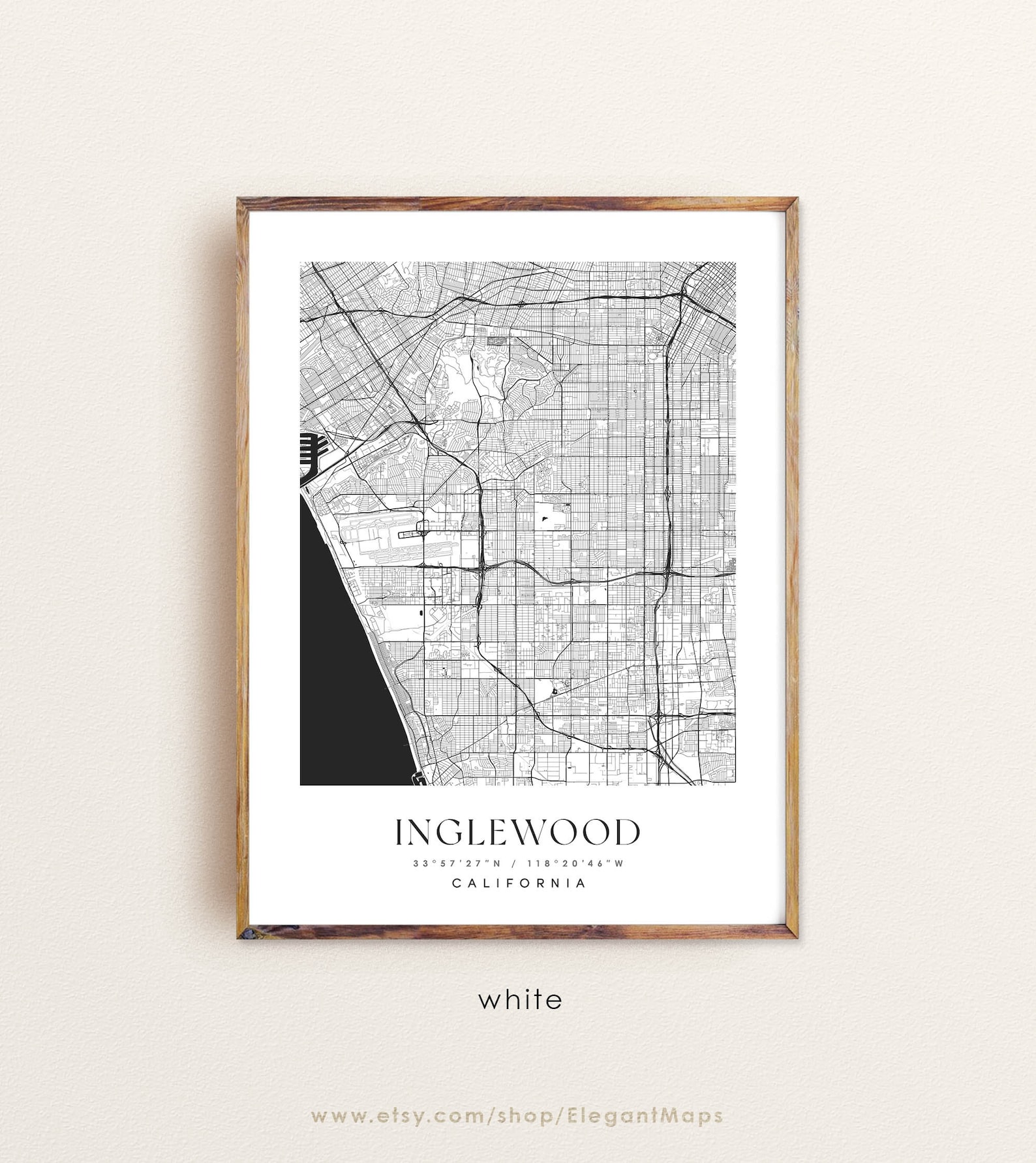 Inglewood California Map Inglewood CA Map Inglewood City - Etsy