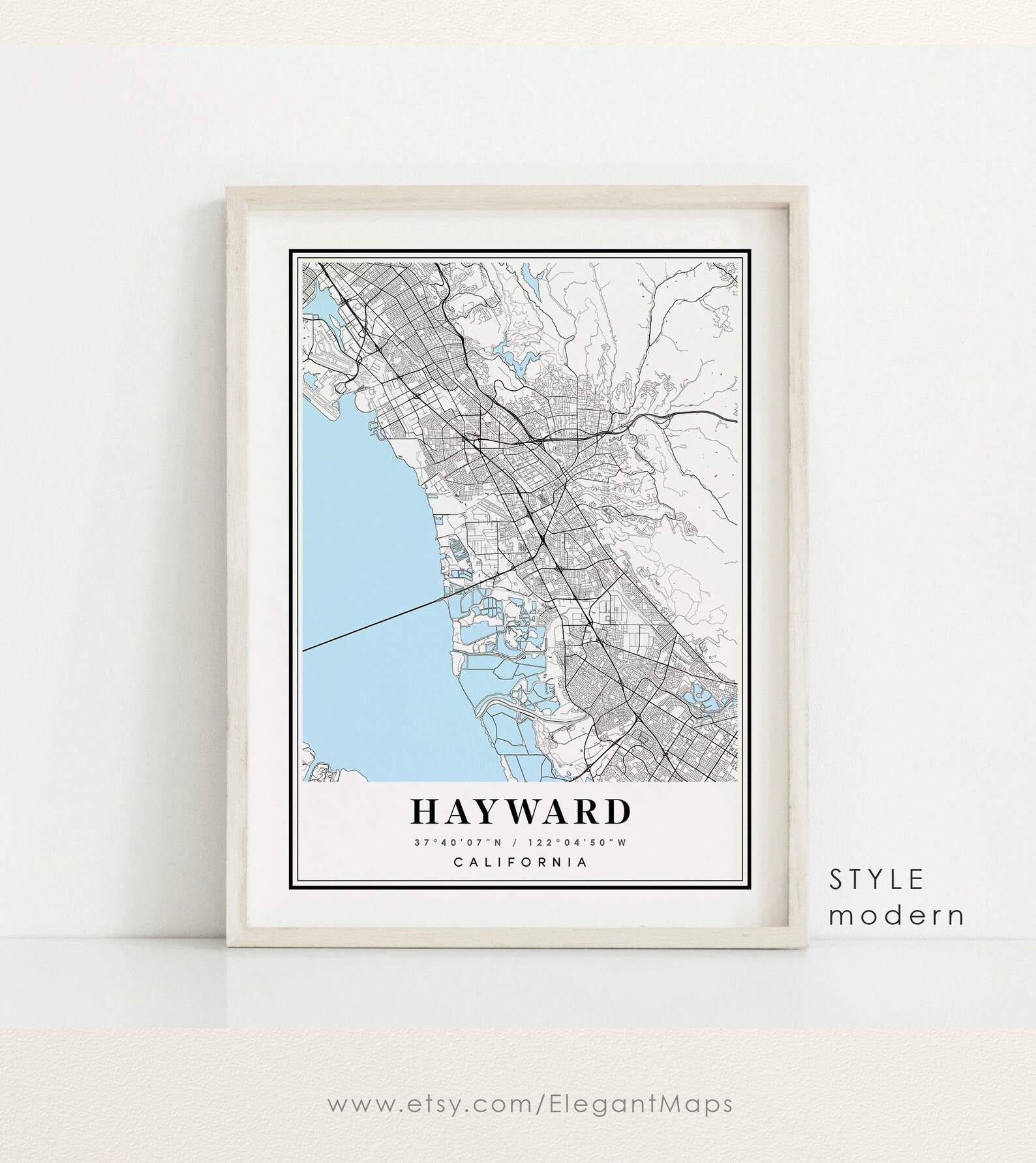 Hayward California Map Hayward CA Map Hayward City Map | Etsy